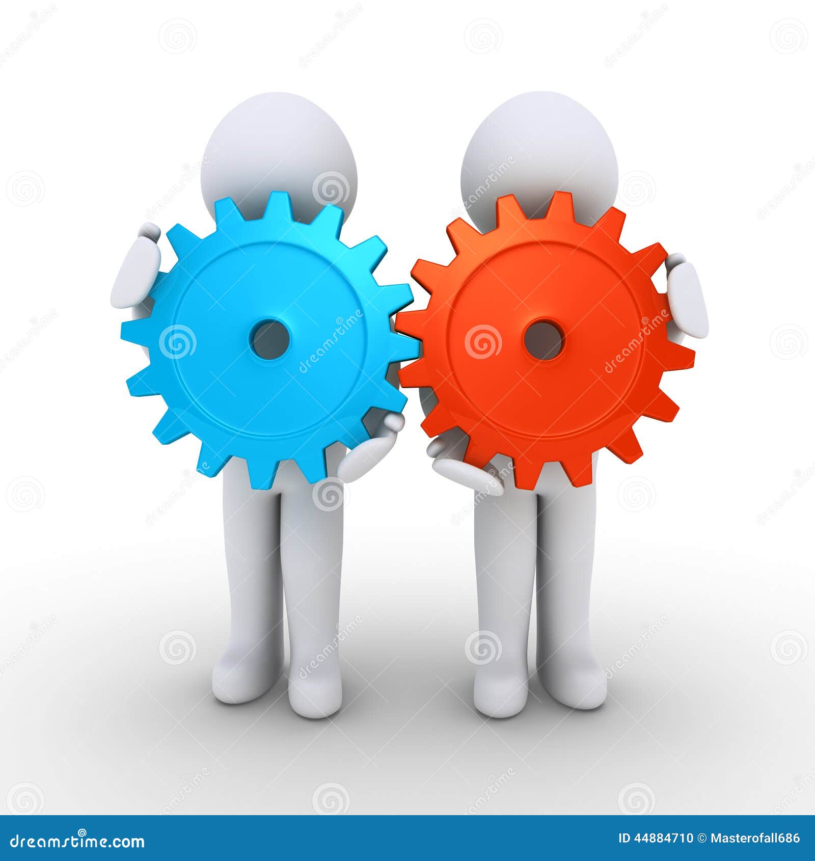 Two People with Cogs As Teamwork Concept Stock Illustration ...