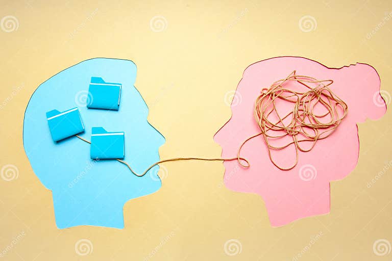 Two People Communicate Face To Face, Man and Woman. Concept Decoding ...