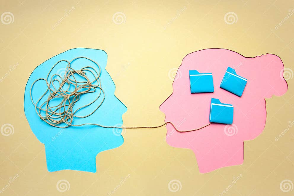Two People Communicate Face To Face, Man and Woman. Concept Decoding ...