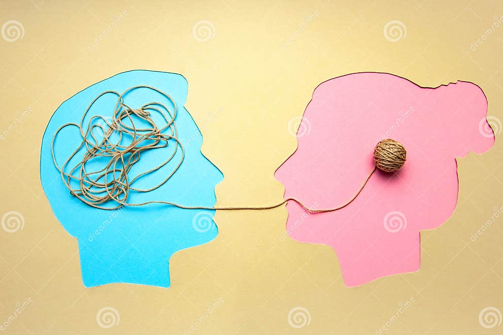 Two People Communicate Face To Face, Man and Woman. Concept Decoding ...