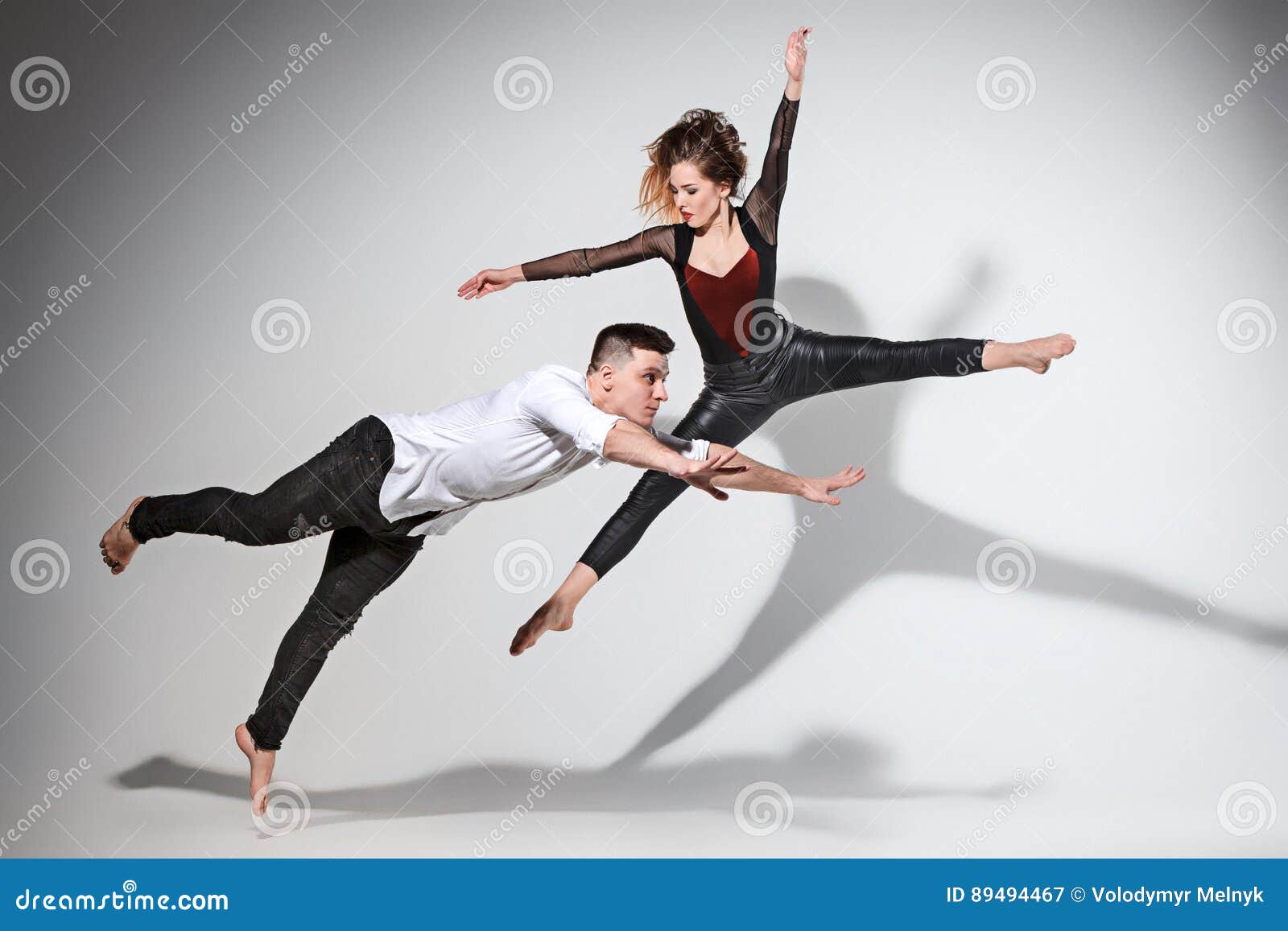 Two People Dancing in Contemporary Stile Stock Image - Image of ...