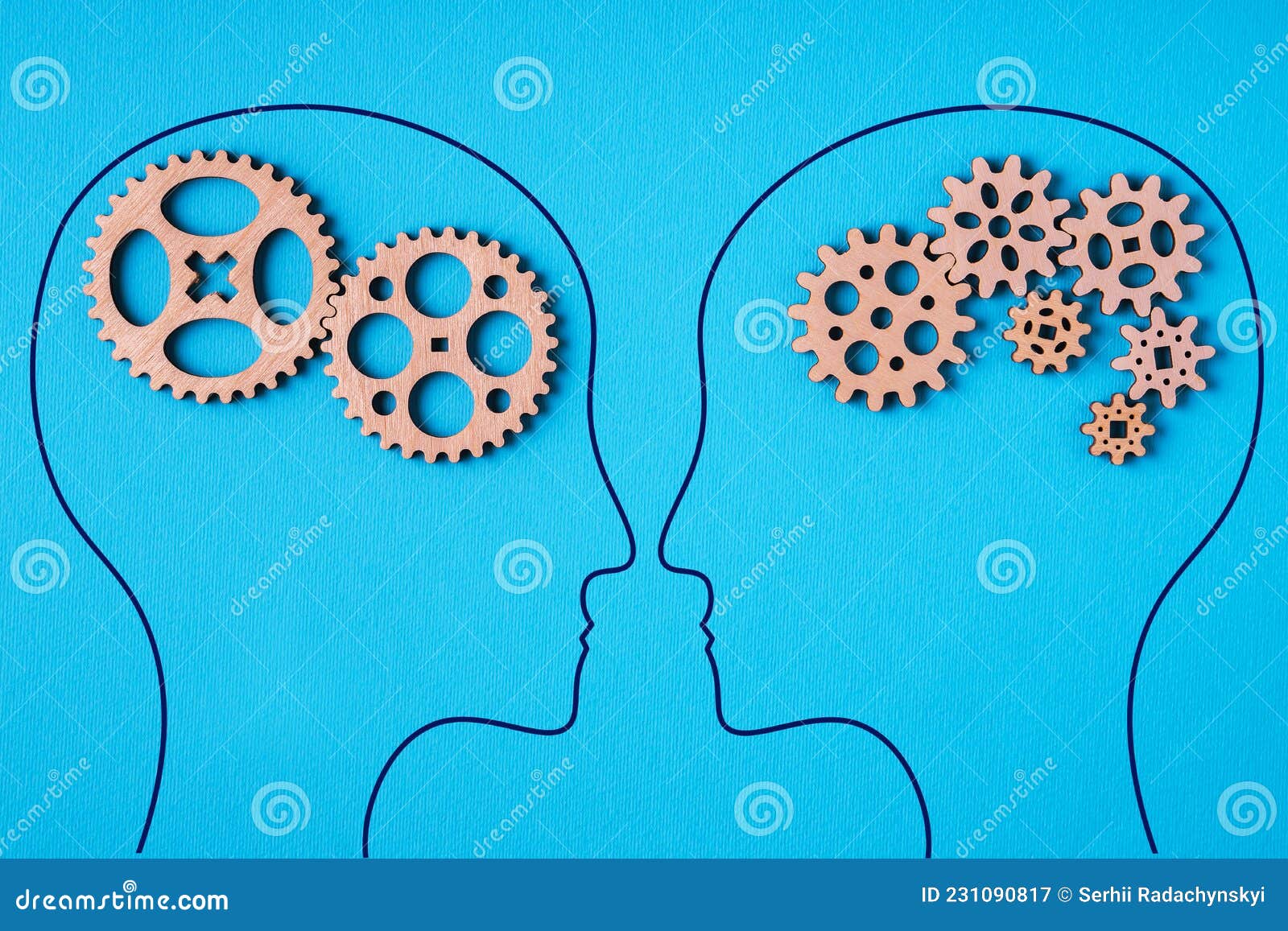 Two People with Different Thinking Stock Image - Image of brain ...