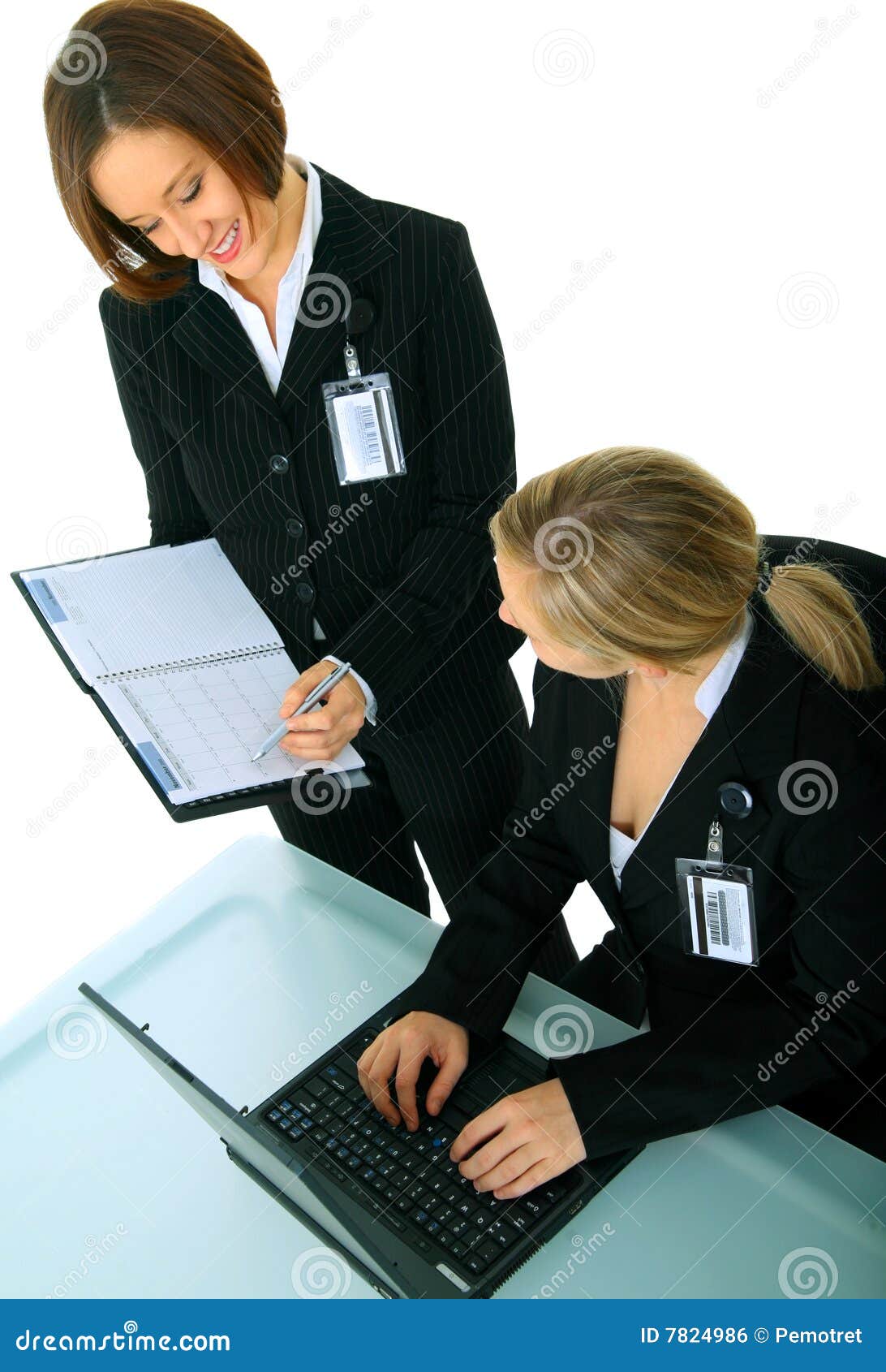 Two People Discussing Agenda Stock Photo - Image of appointment, black ...