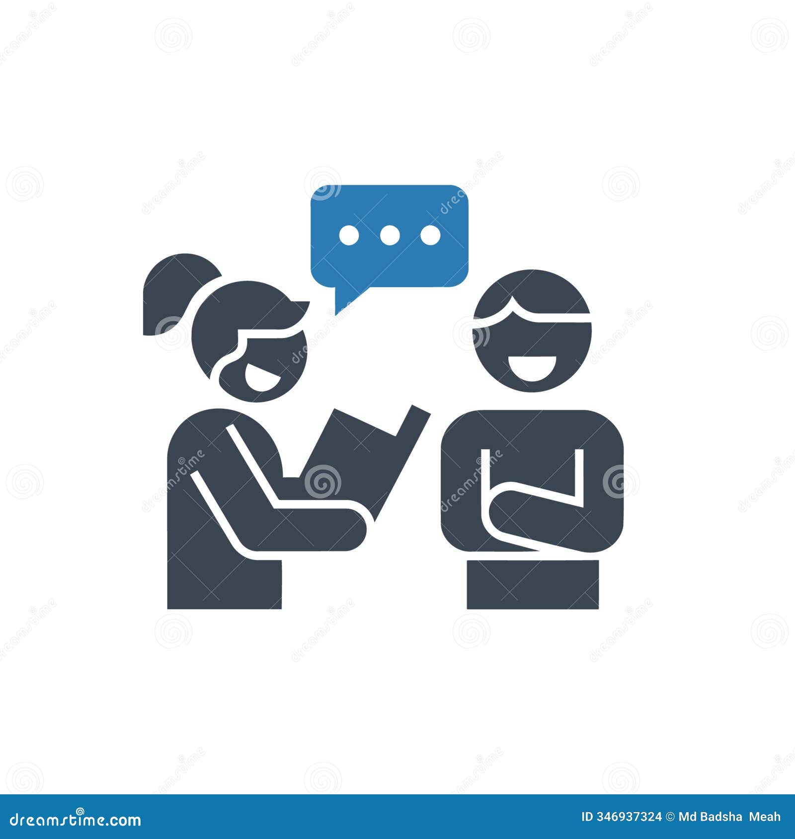 Two People Discussing Ideas Icon Stock Illustration - Illustration of ...