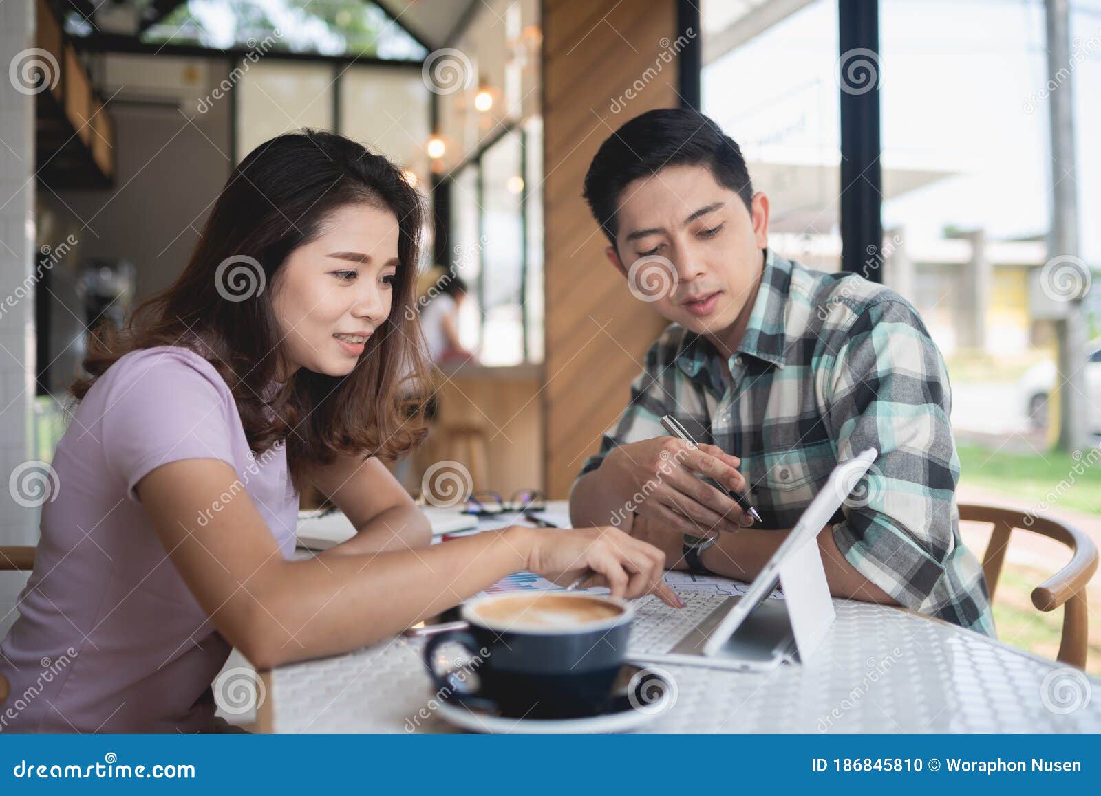 Two People Discussing Some Project, Business Concept Stock Photo ...