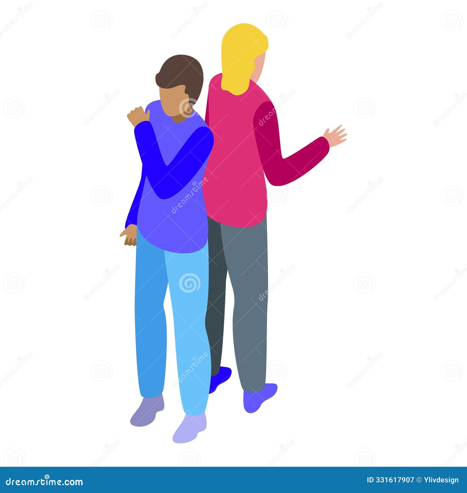 Two People Discussing while Walking Together Stock Vector ...