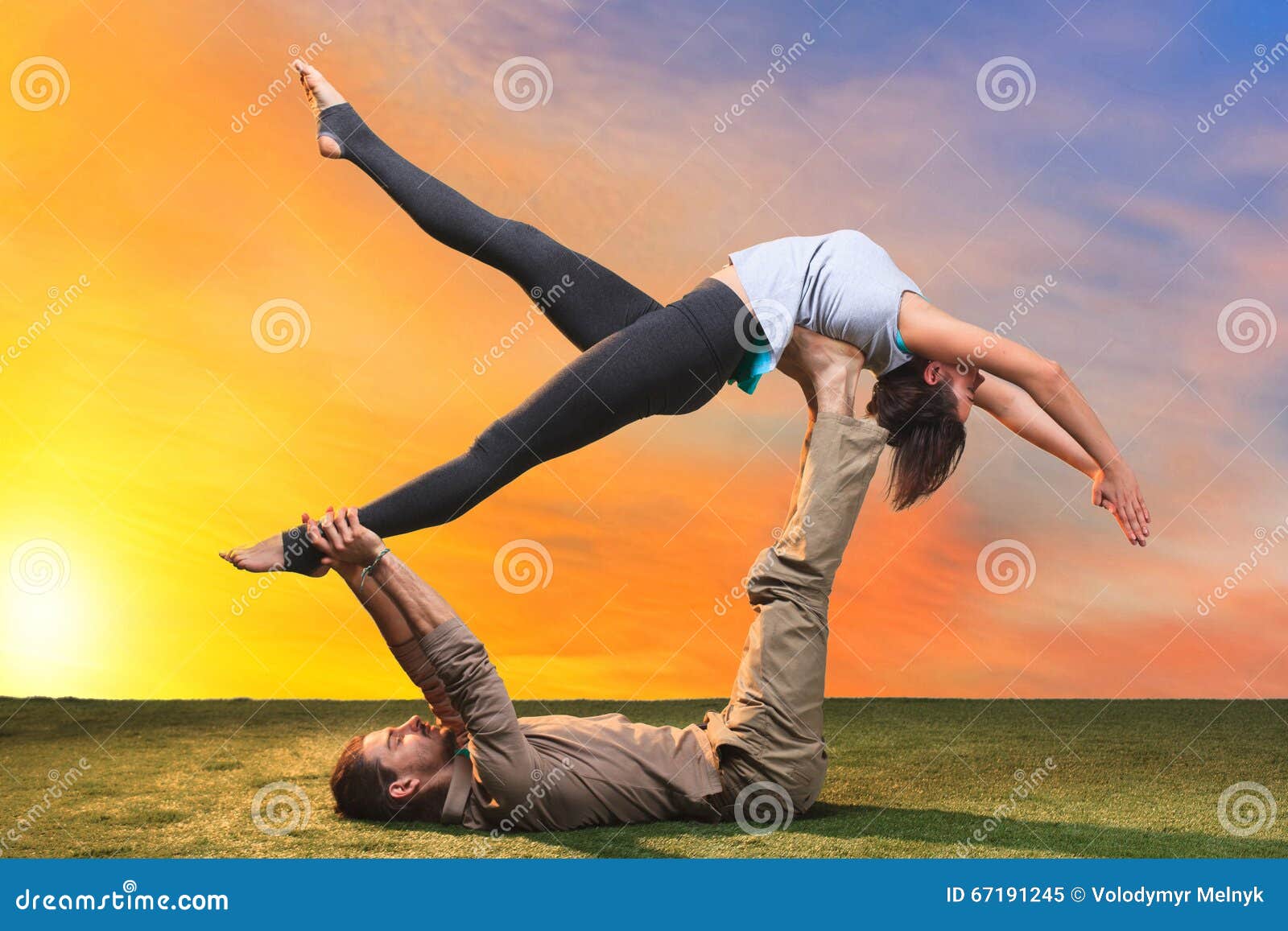 The Two People Doing Yoga Exercises Stock Image - Image of caucasian ...