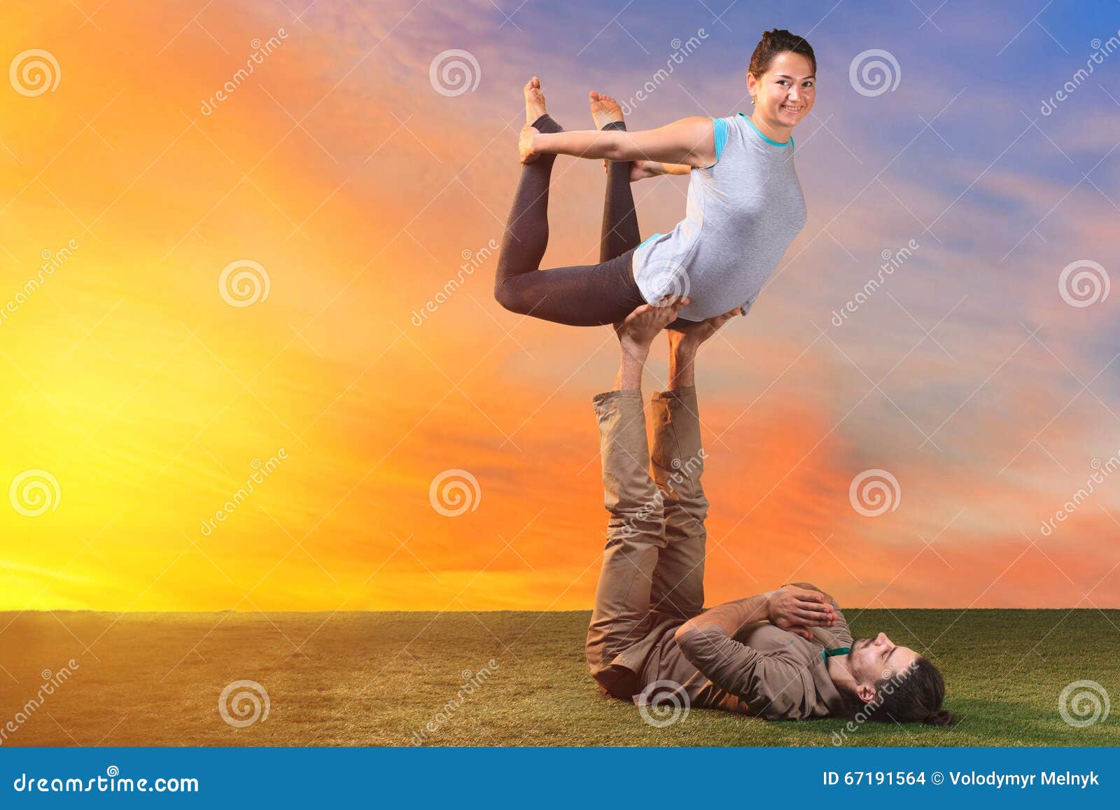 The Two People Doing Yoga Exercises Stock Photo - Image of caucasian ...