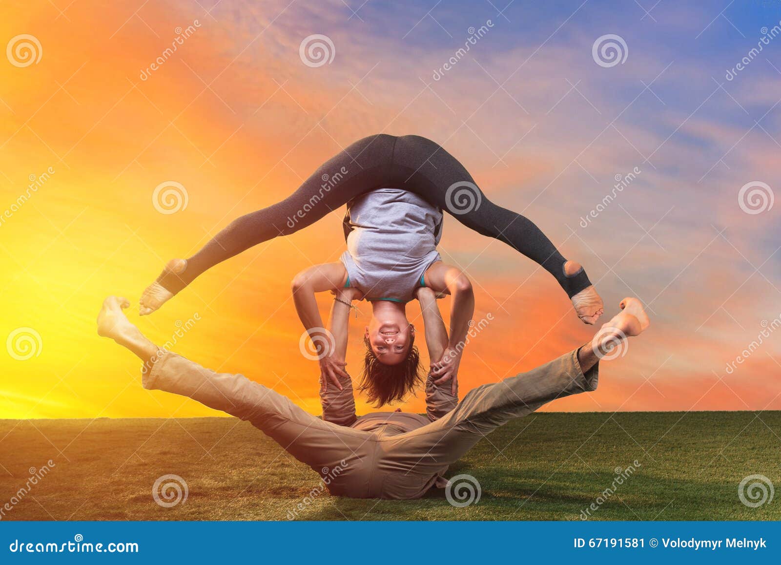 The Two People Doing Yoga Exercises Stock Image - Image of caucasian ...