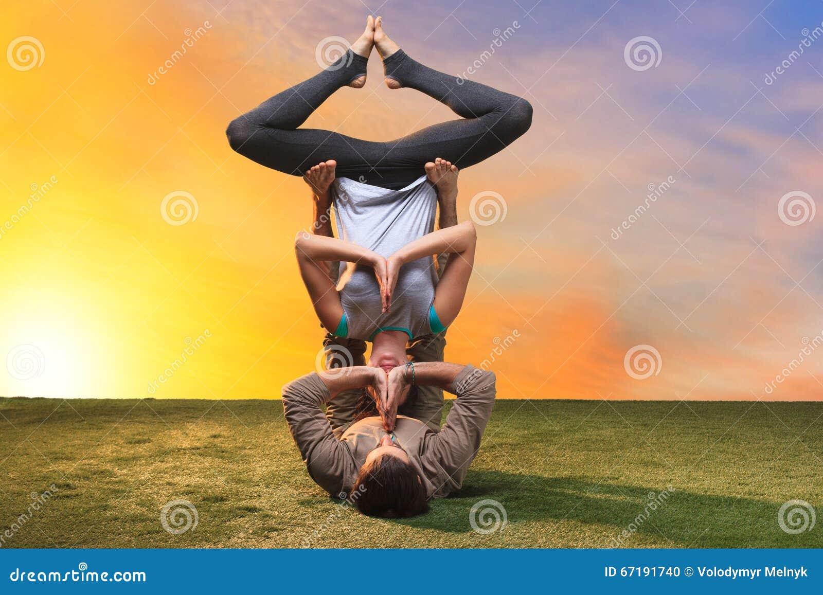 The Two People Doing Yoga Exercises Stock Photo - Image of people ...