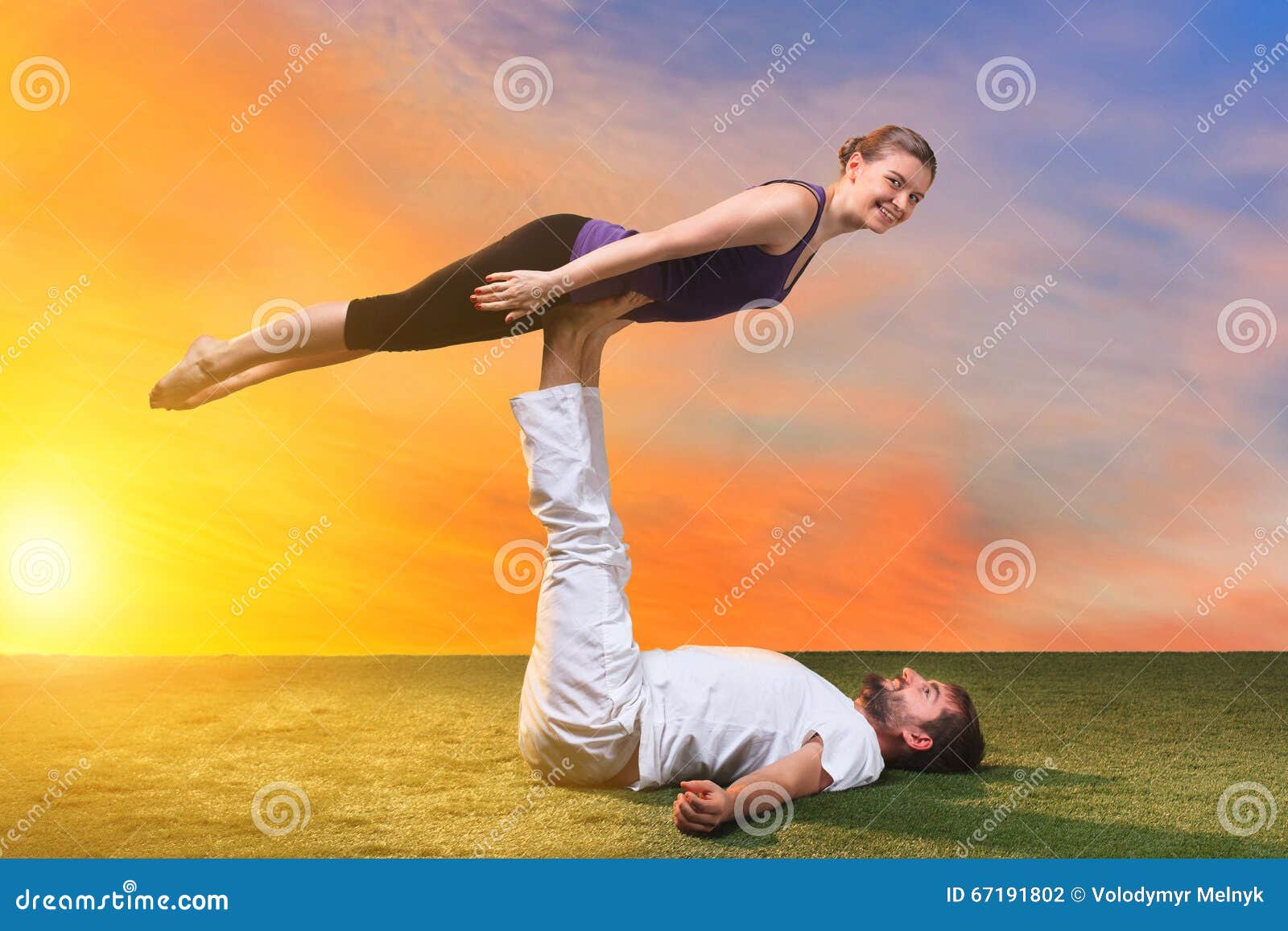 The Two People Doing Yoga Exercises Stock Photo - Image of care ...