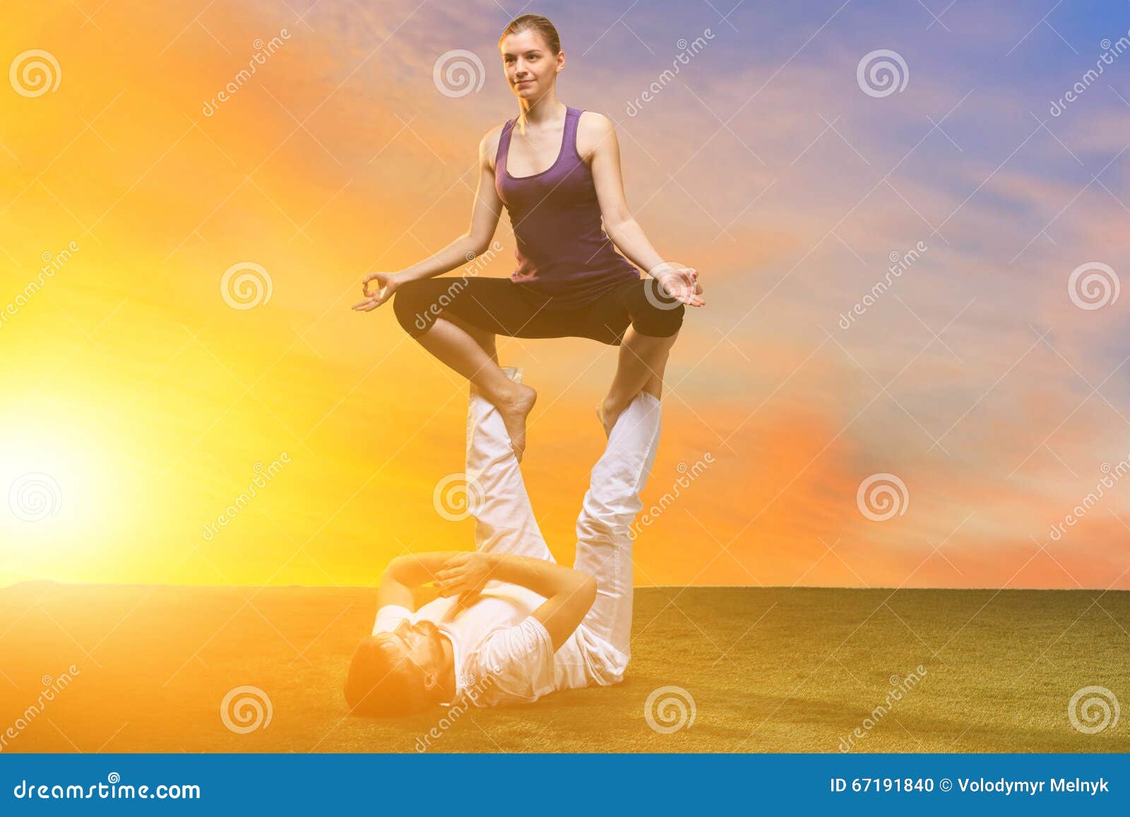 The Two People Doing Yoga Exercises Stock Photo - Image of group, body ...