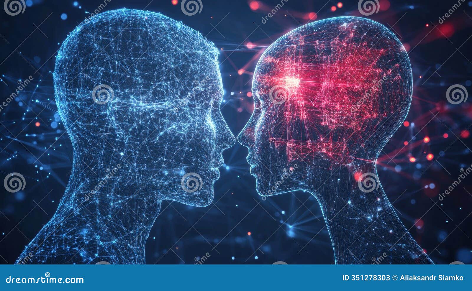 Two People Facing Each Other with a Red Light in the Middle of Their ...