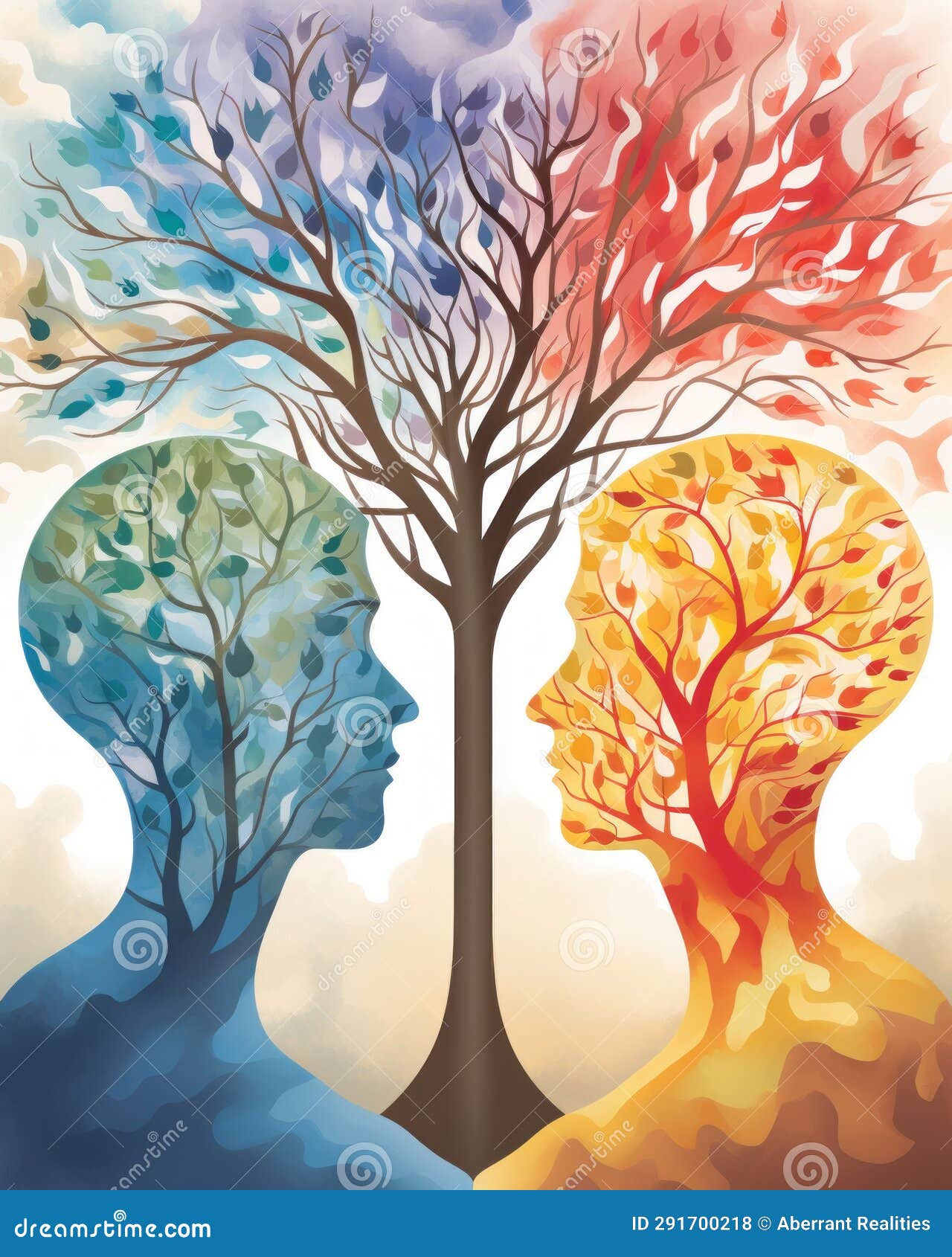 Two People are Facing Each Other with a Tree in the Background Stock ...