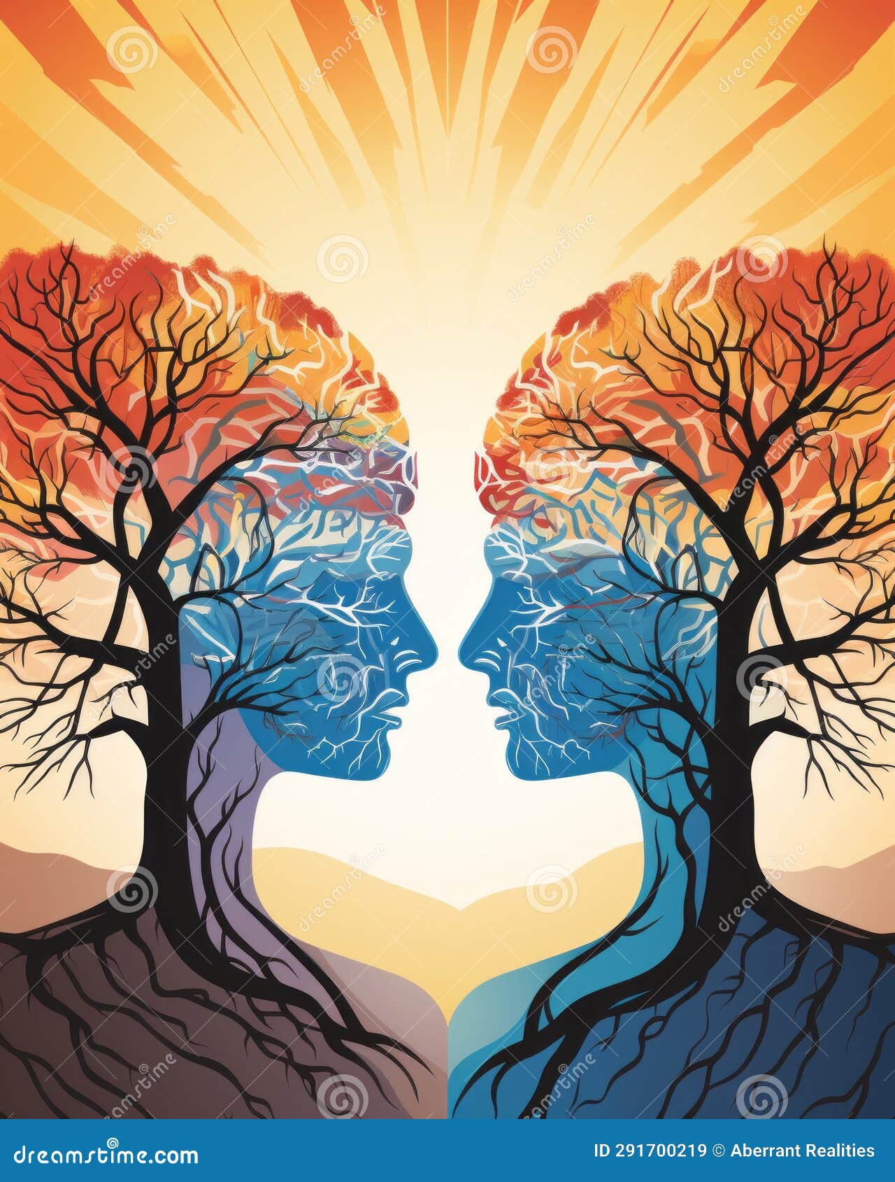 Two People are Facing Each Other with Trees in the Background Stock ...