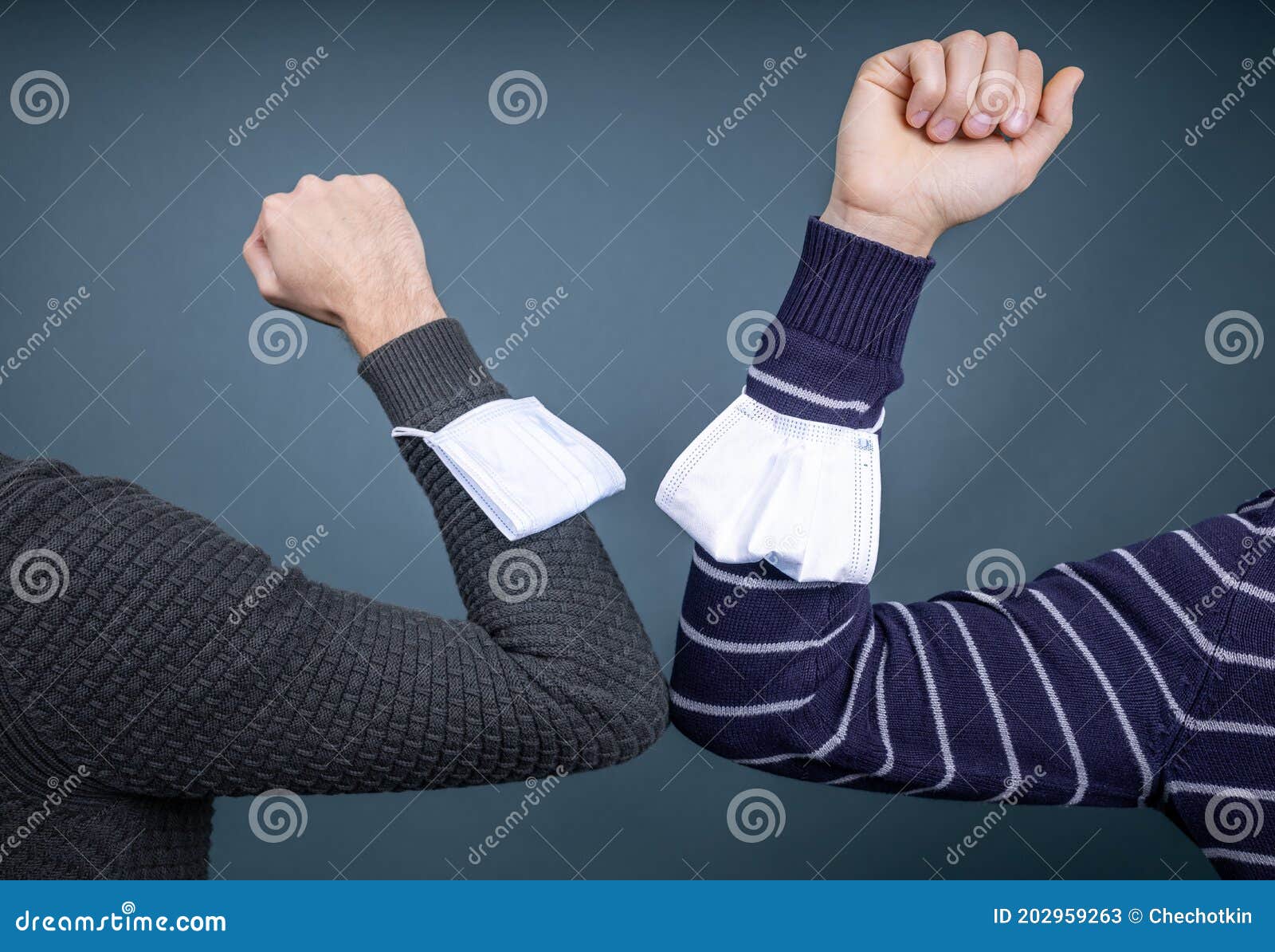 Two People Greeting Each Other with Elbows Stock Image - Image of ...