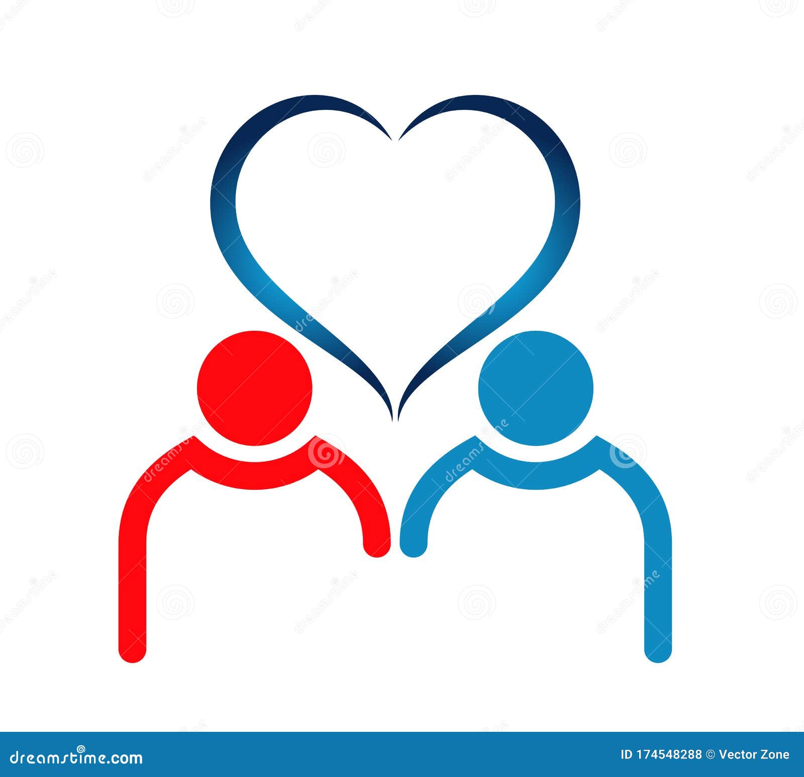 Two People with a Hart Shape Logo Linked. People Team Logo Vector Stock ...