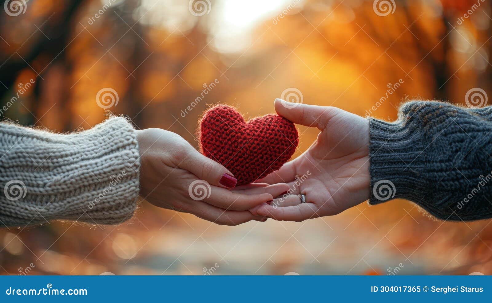 Two People Holding Hands with a Red Heart in between Them, AI Stock ...