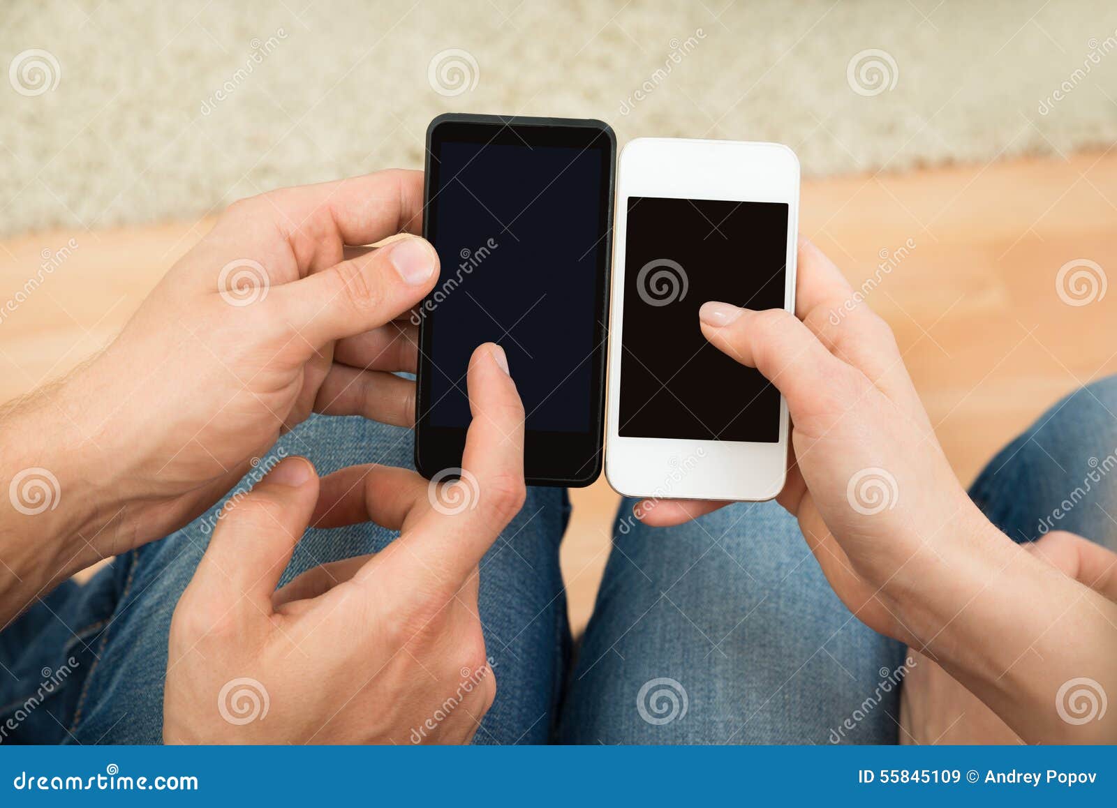Woman Holding Two Mobile Phones Royalty-Free Stock Image ...