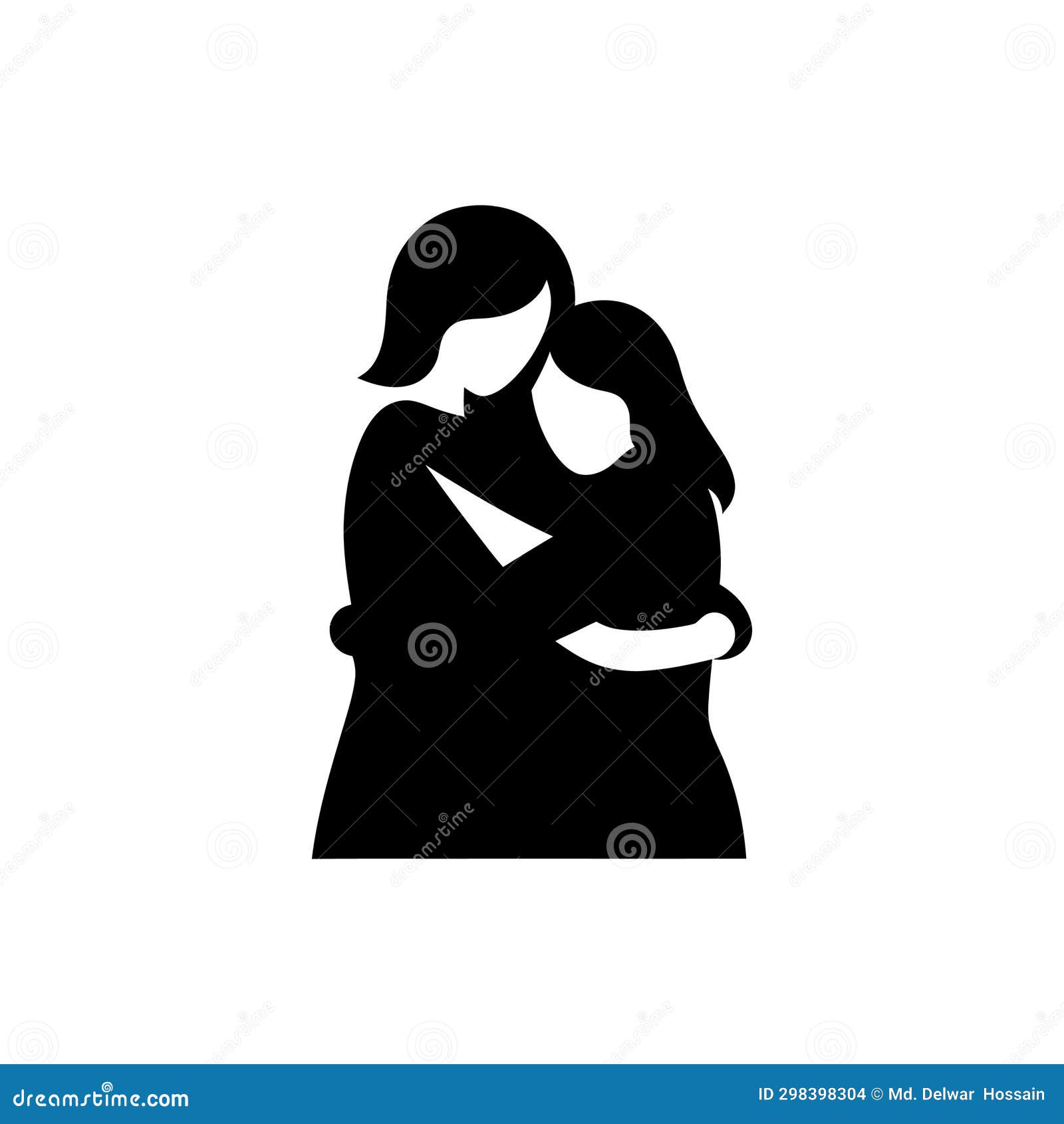 Two people hugging icon stock vector. Illustration of symbol - 298398304