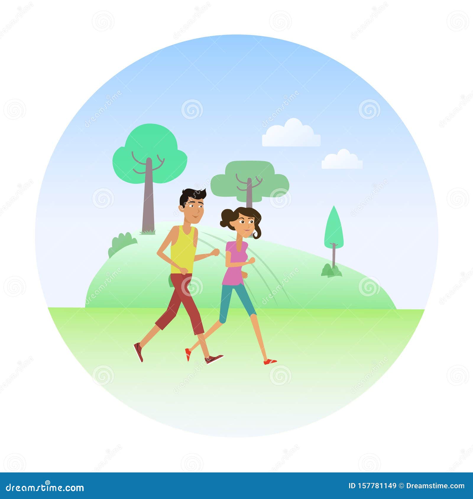 Two people jogging stock vector. Illustration of male - 157781149