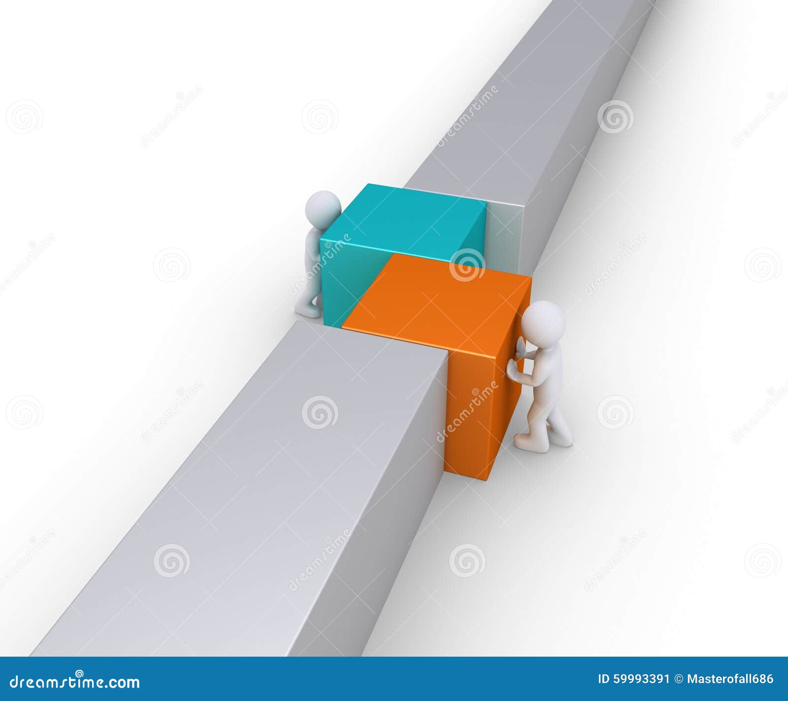 Two People Join the Wall Line Stock Illustration - Illustration of ...