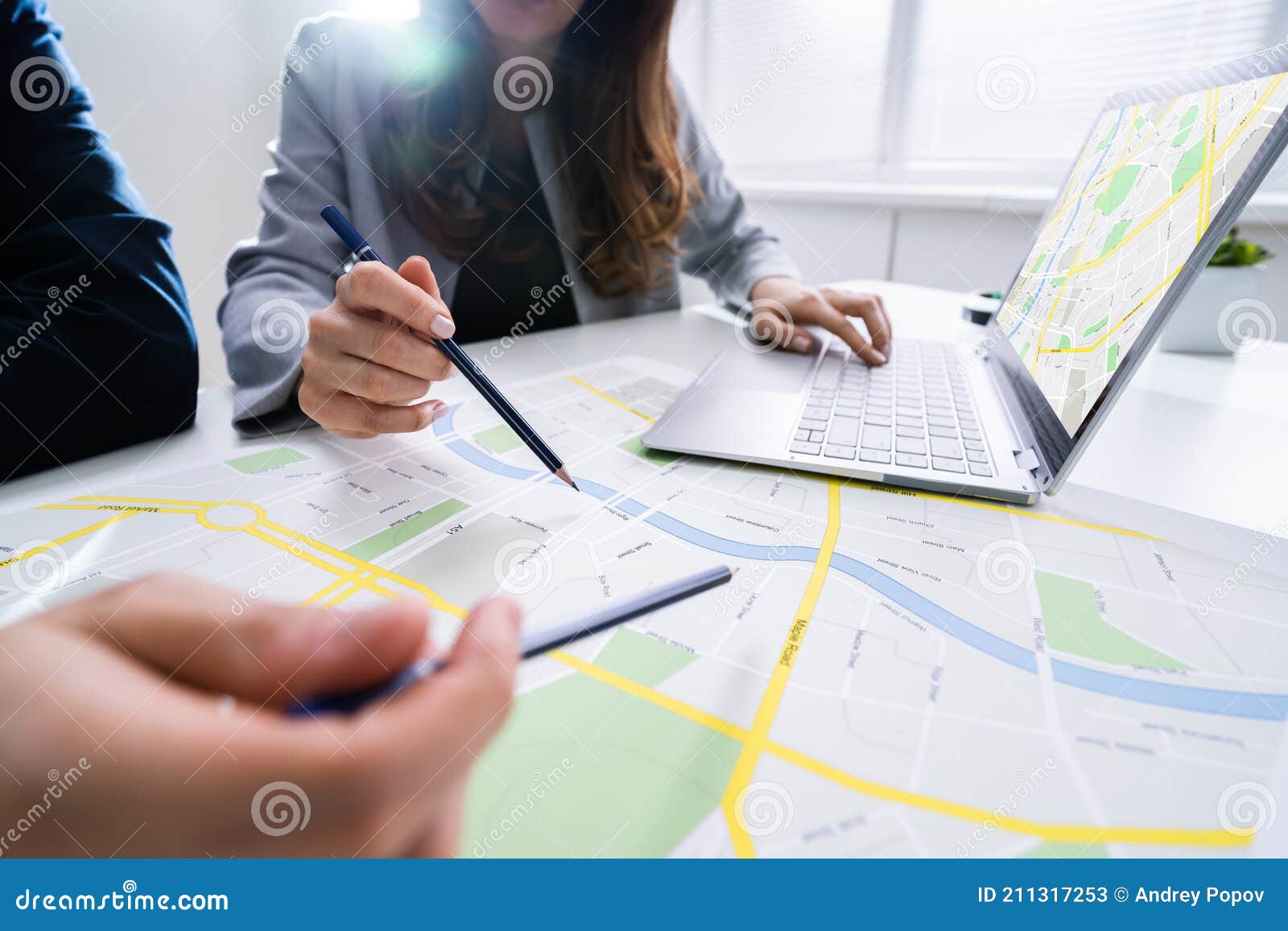 Two People Looking at City Map Stock Image - Image of business ...