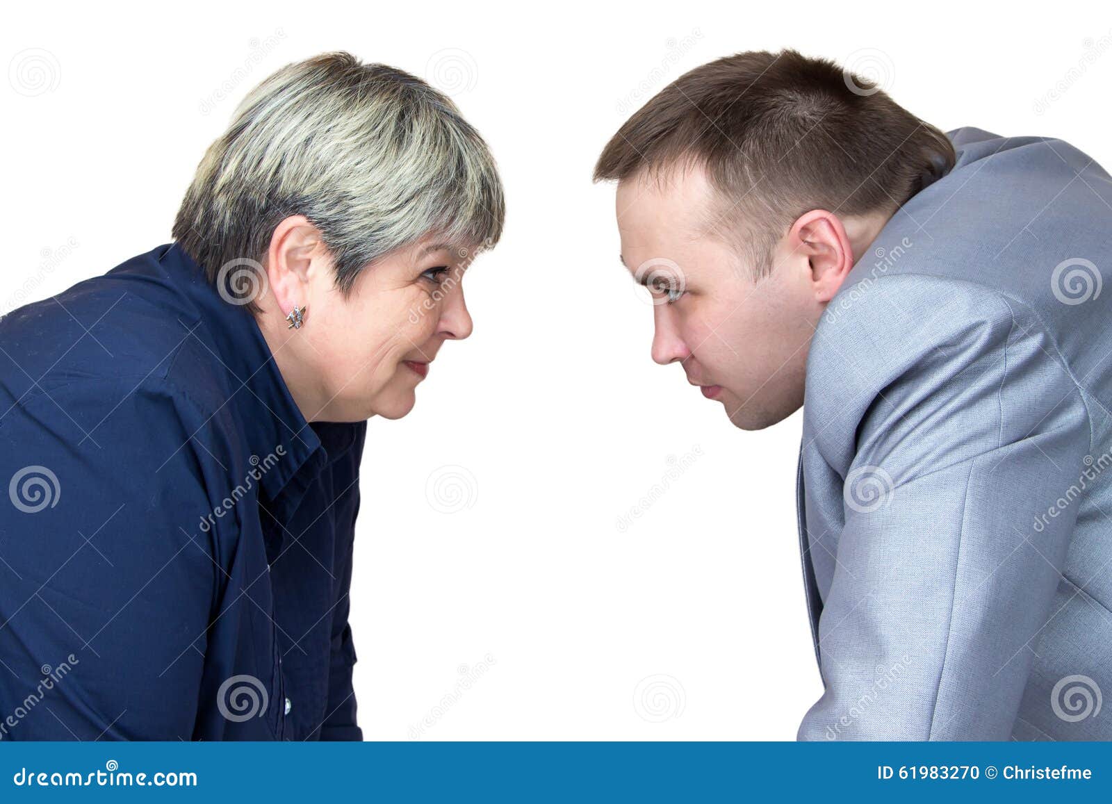 Two People Looking at Each Other Stock Photo - Image of conversation ...