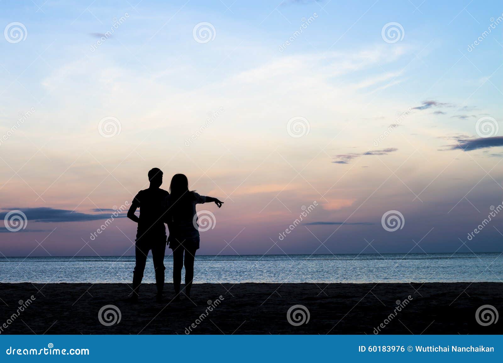 Two People in Love at Sunset Stock Photo - Image of beautiful, cloud ...