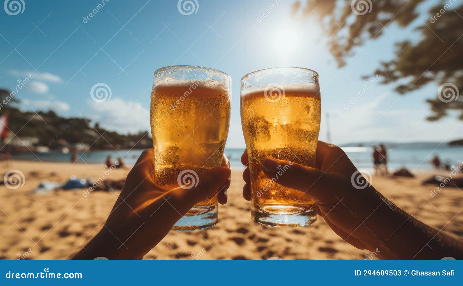 Two People Making a Toast with Beer Pint Glasses Stock Illustration ...