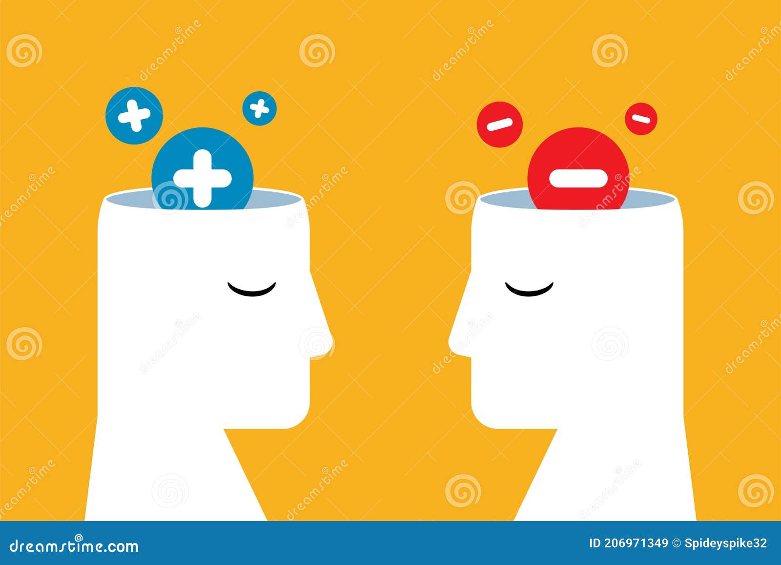 Two People with Positive and Negative Mind. Vector Illustration Stock ...