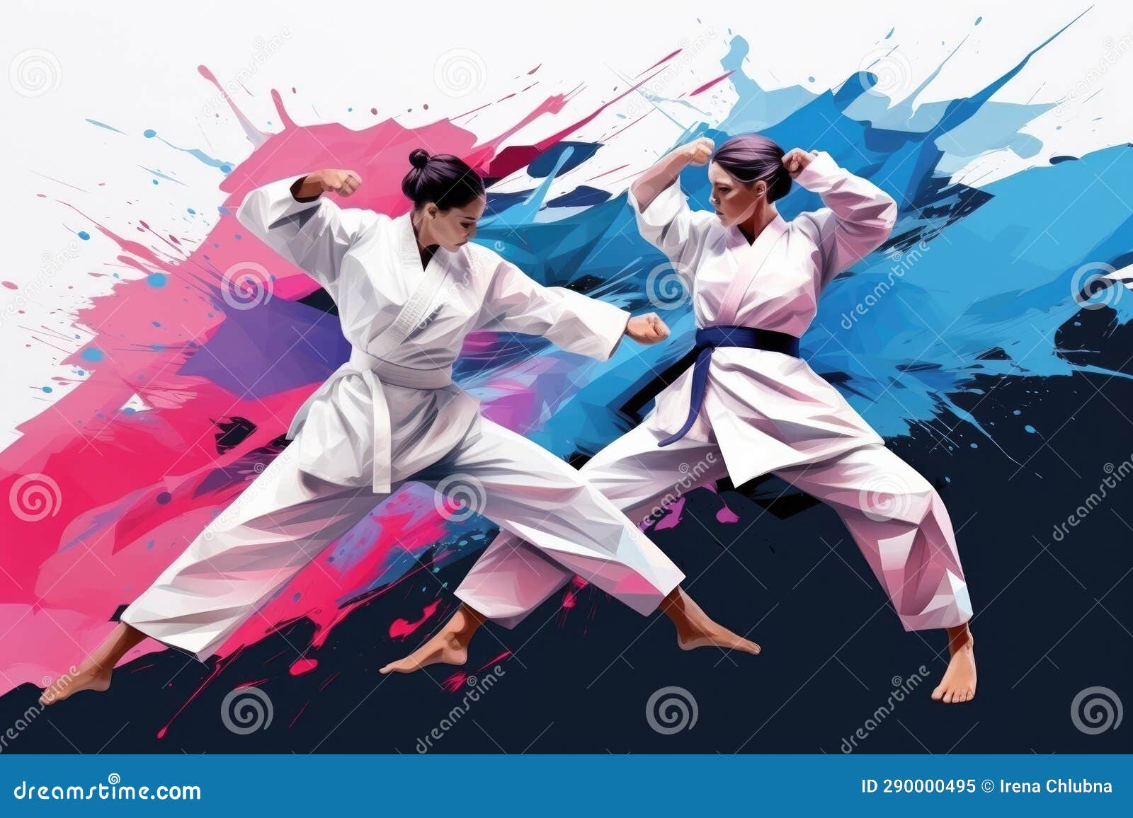 Two People Practicing Karate Kicks, Illustration Stock Illustration ...