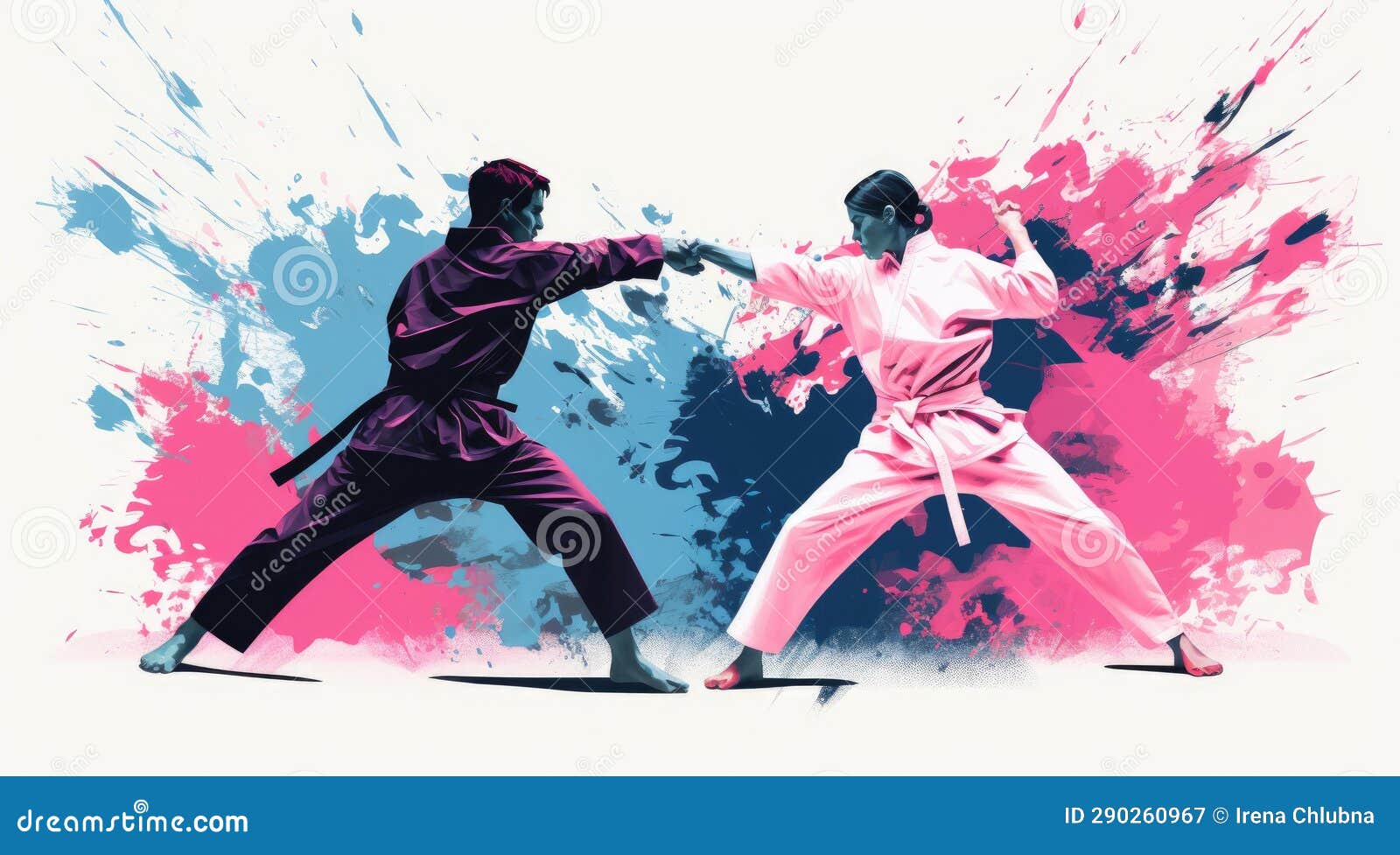 Two People Practicing Karate Kicks, Illustration Stock Illustration ...