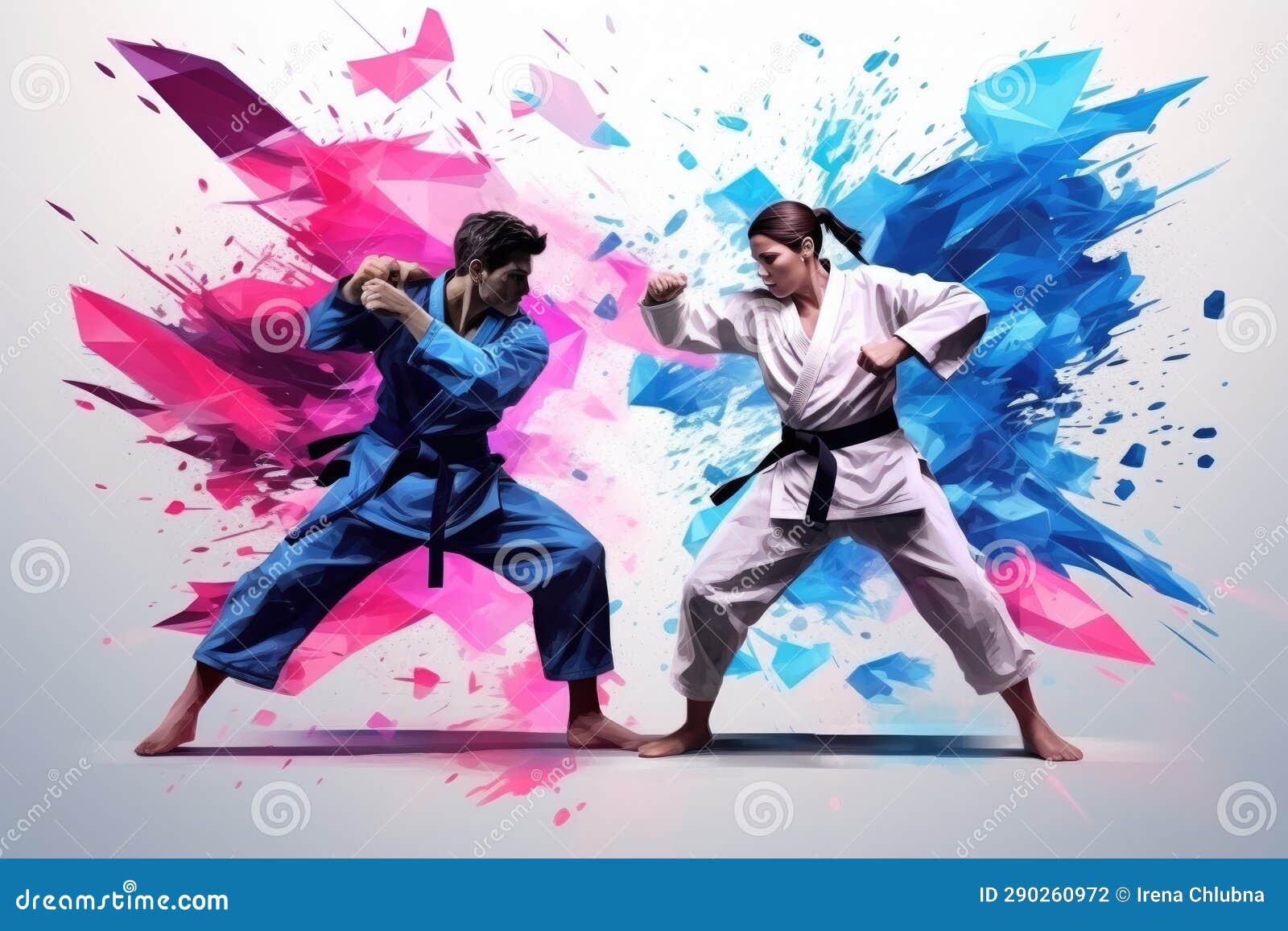 Two People Practicing Karate Kicks, Illustration Stock Illustration ...
