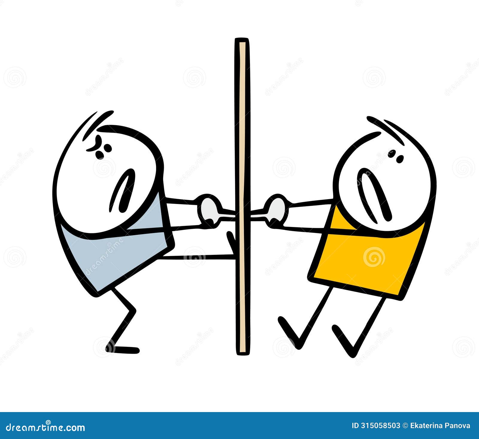 Two People Pull Door Handle from Different Sides and Cannot Open it ...