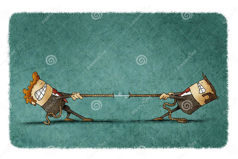 Two people pulling rope stock illustration. Illustration of challenge ...