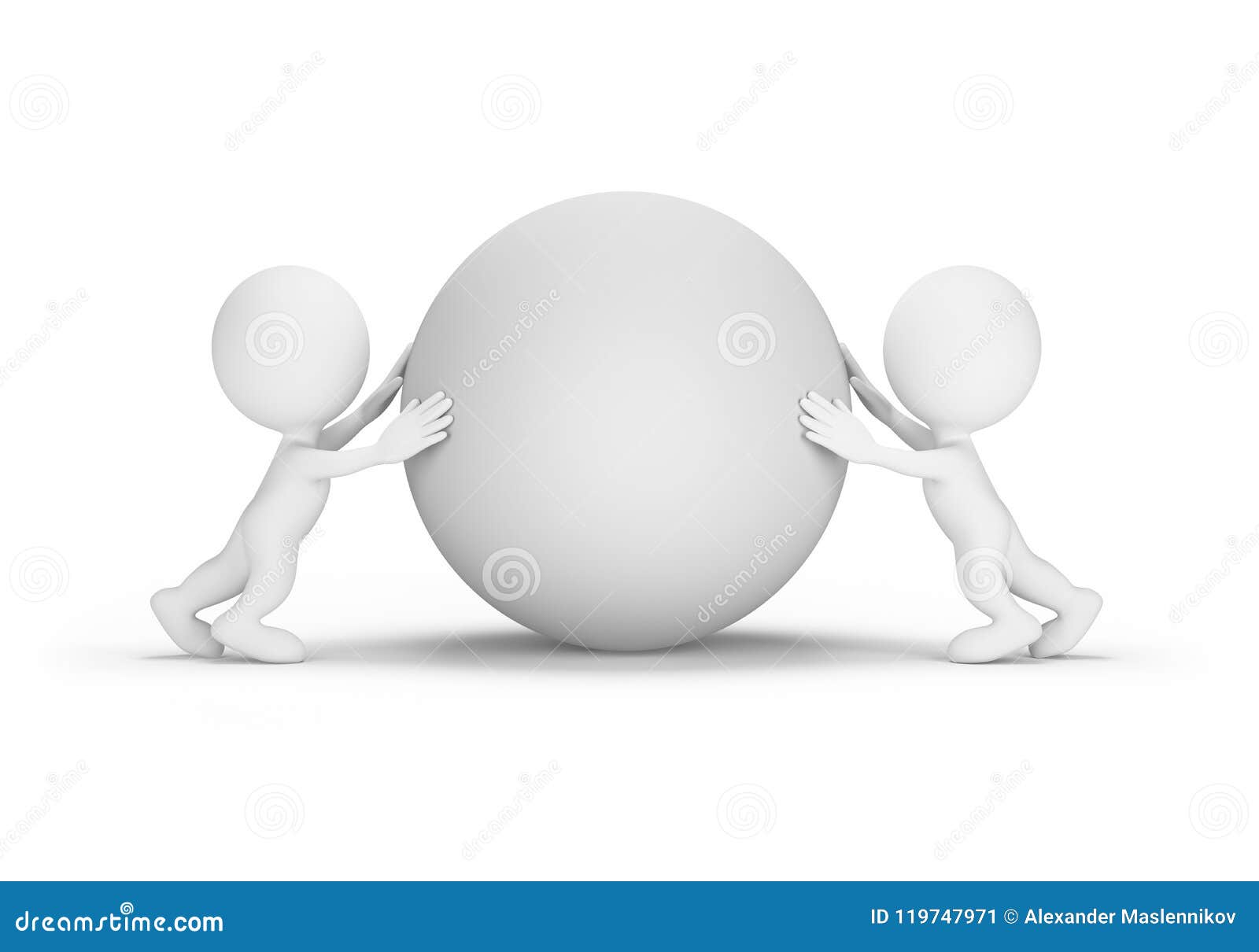 3d People Push Pieces Of Puzzle To Connect Together Stock Illustration ...