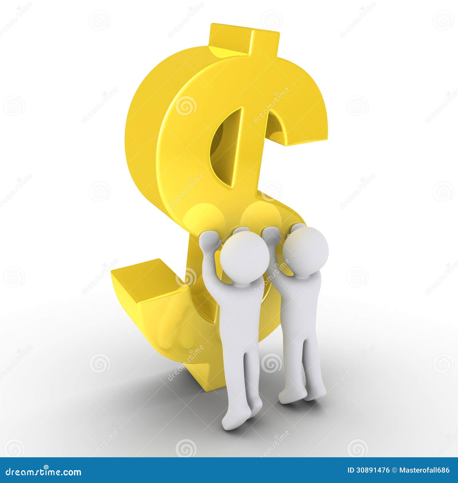 Two People Raising a Dollar Symbol Stock Illustration - Illustration of ...