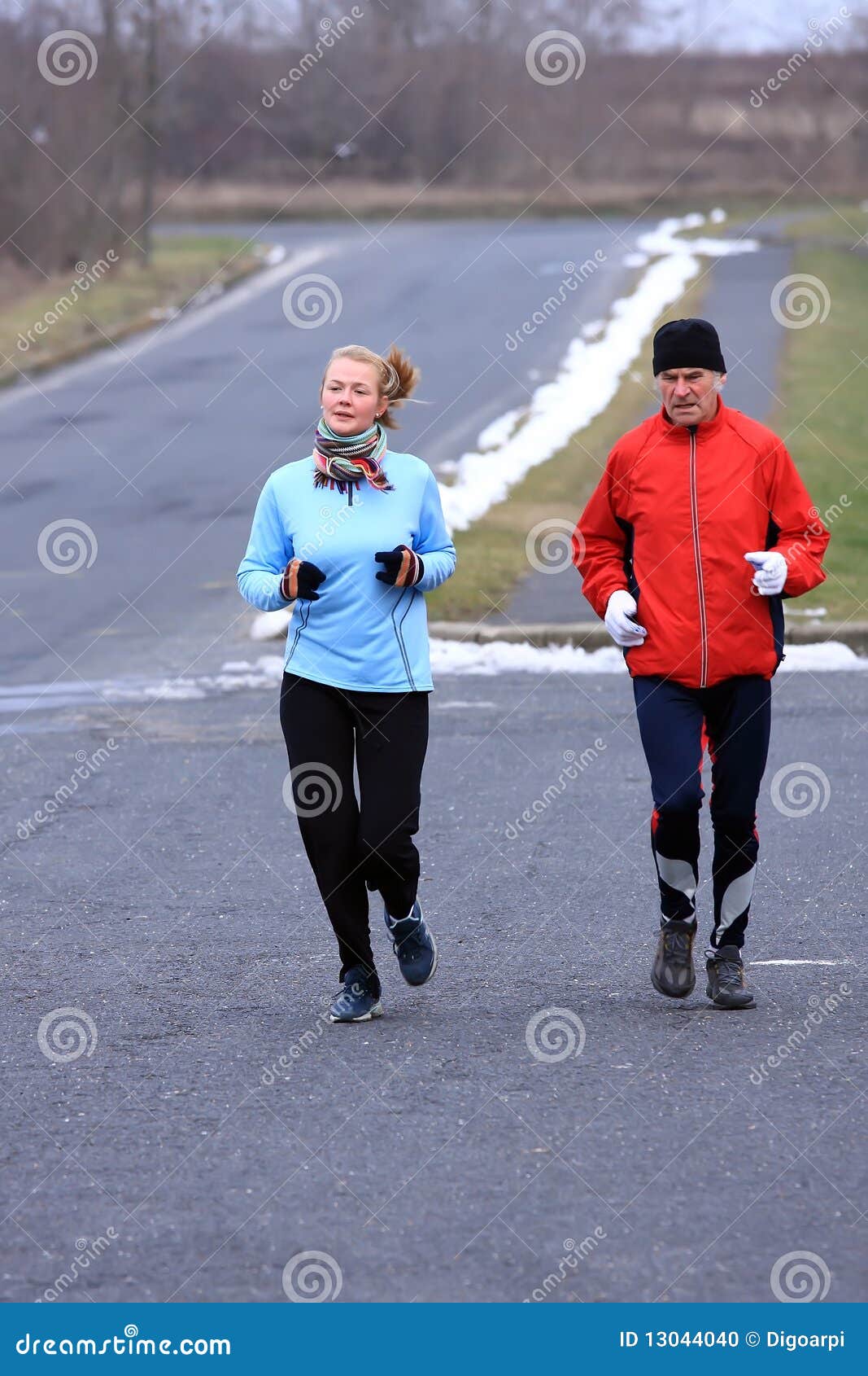 Two people running stock photo. Image of leisure, exercise - 13044040