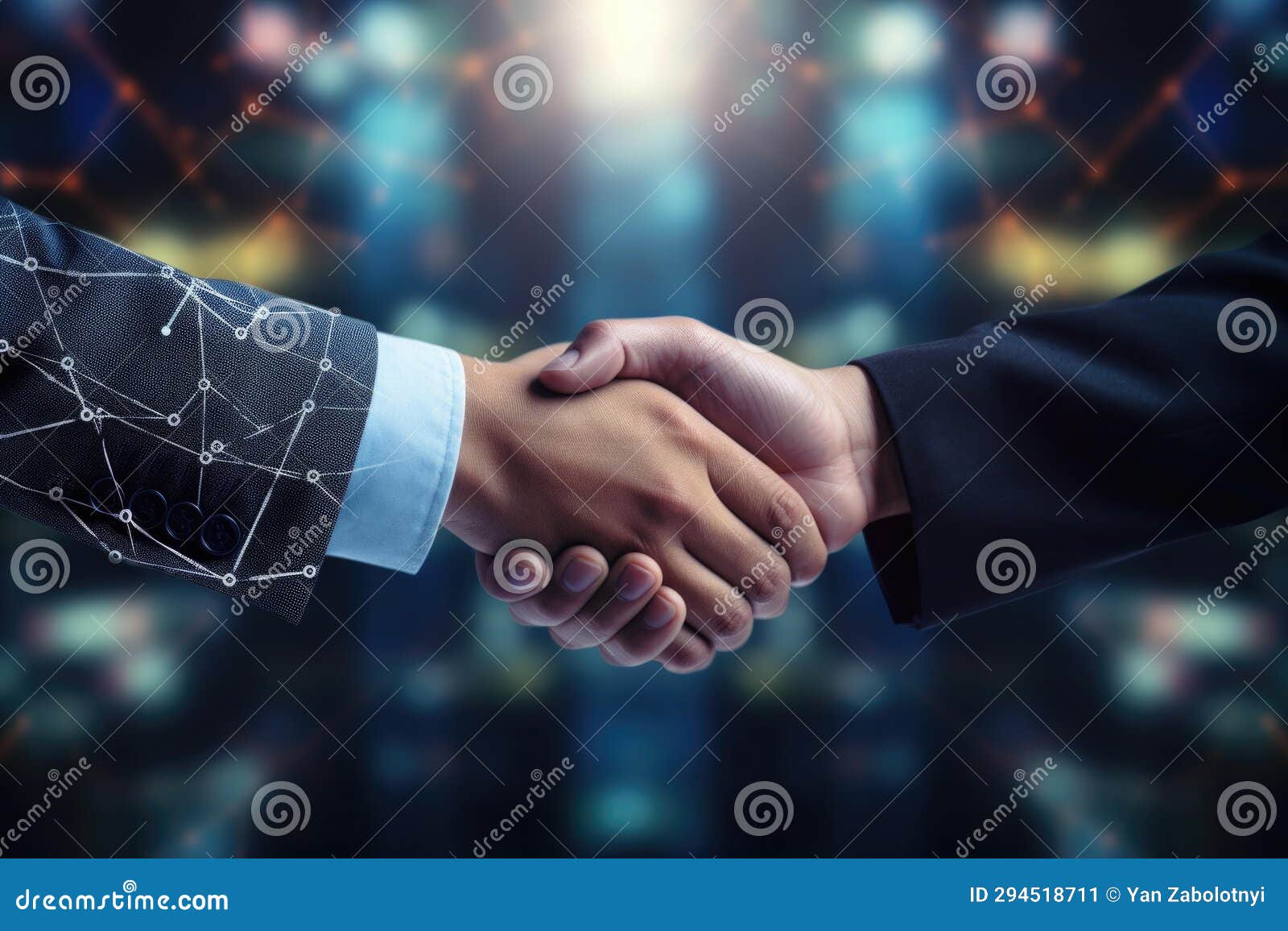 Two People Shaking Hands in Front of a Bright Background Stock ...