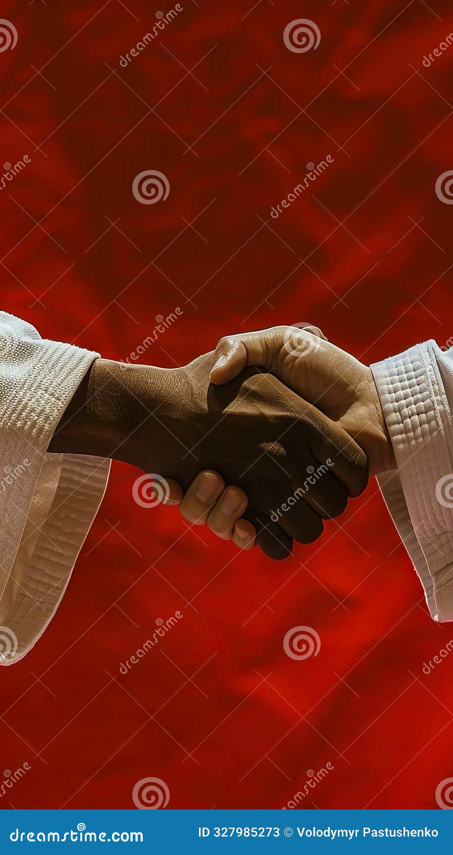 Two People Shaking Hands in Front of a Red Background Stock Image ...