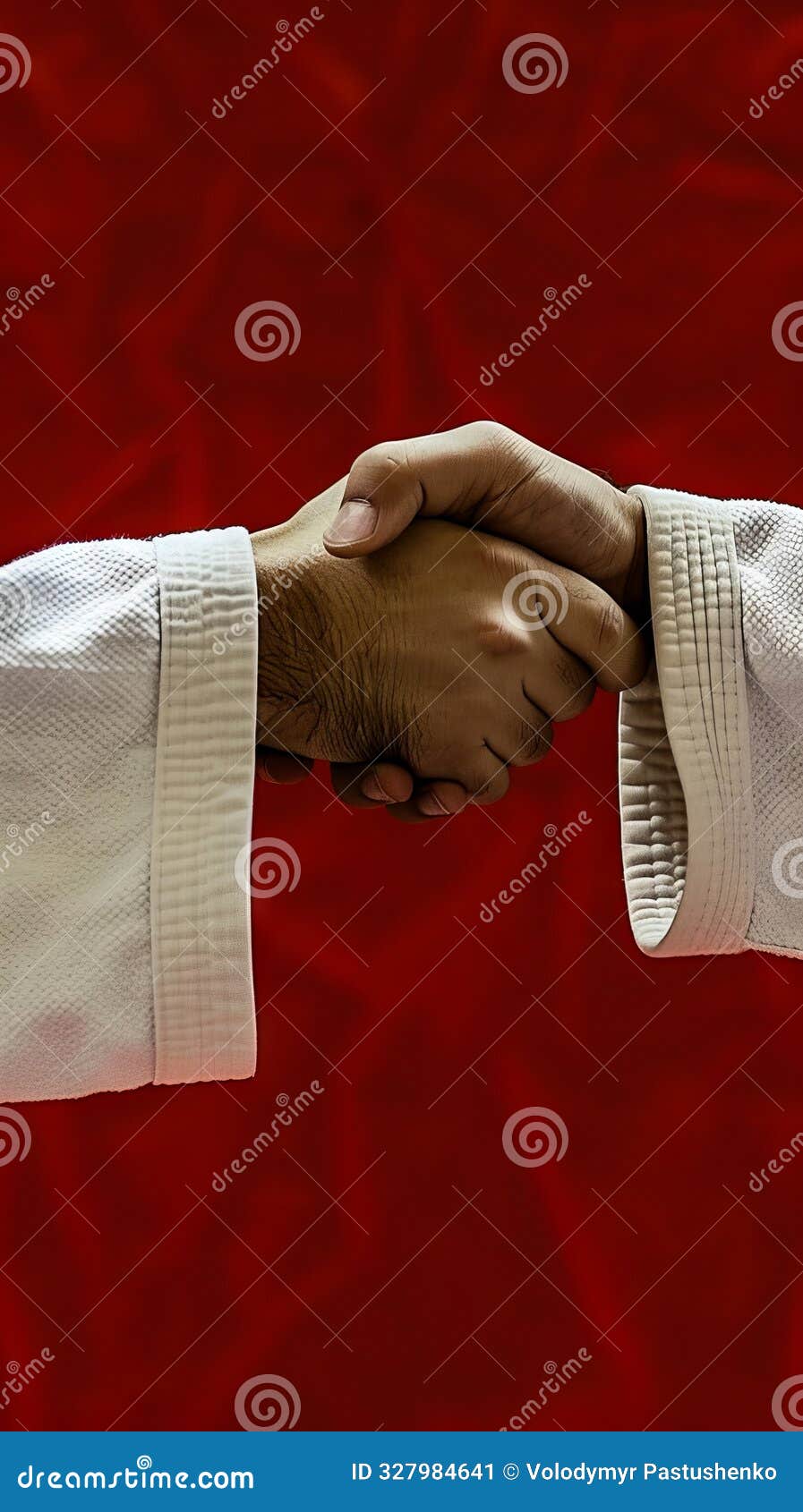 Two People Shaking Hands in Karate Uniforms Stock Image - Image of ...