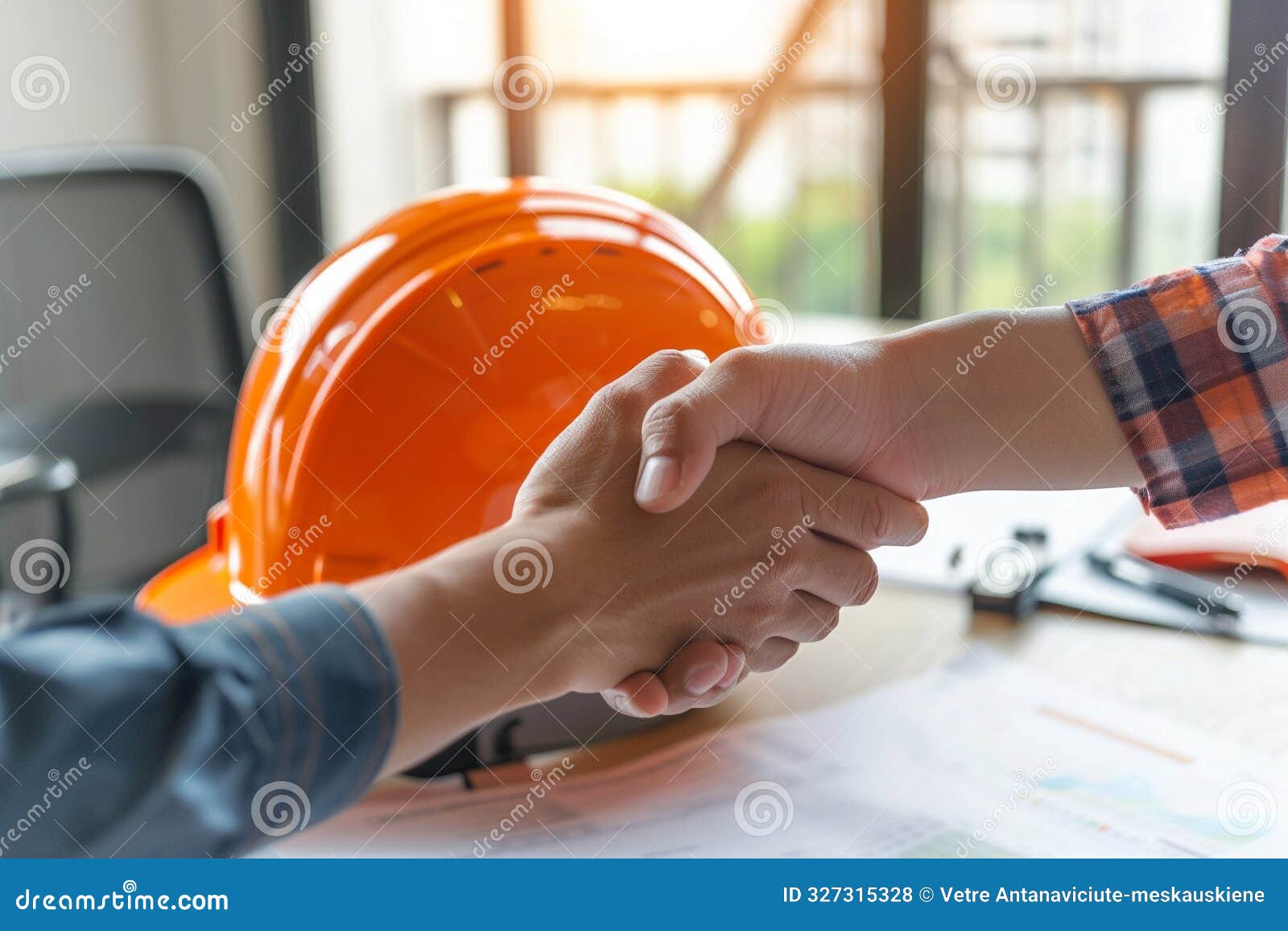 Construction Partnership Handshake Stock Photo - Image of architecture ...