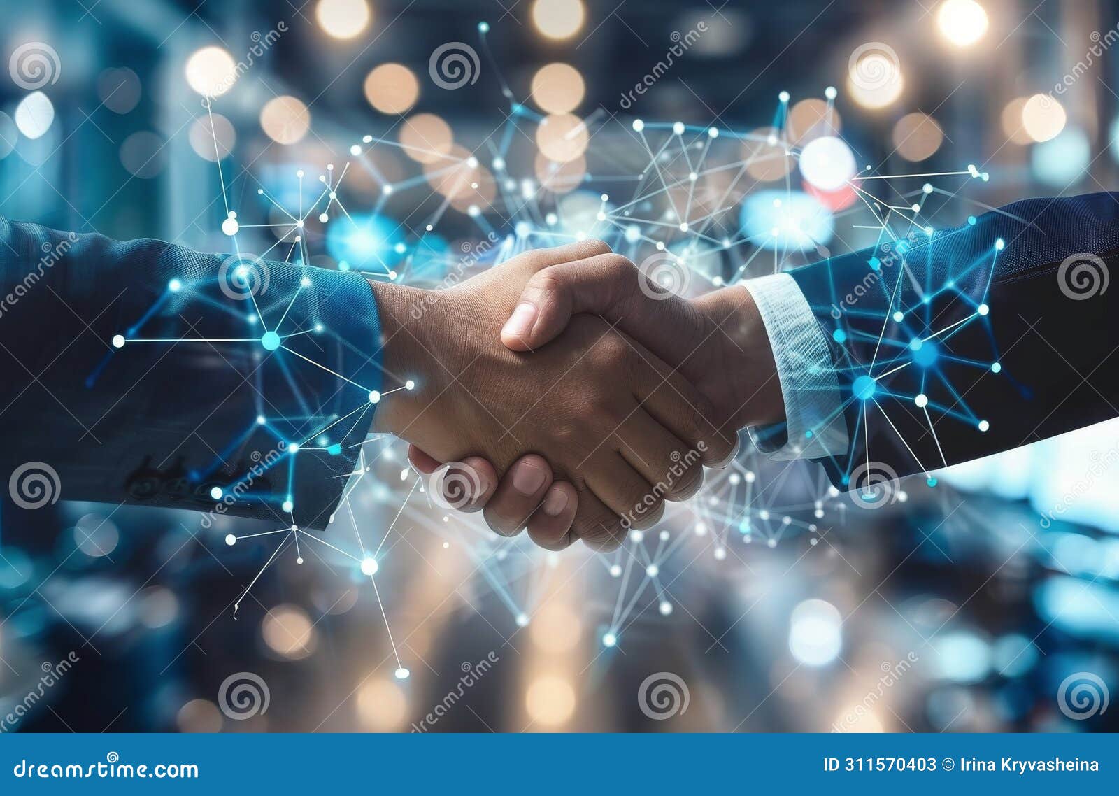 Two People Shaking Hands Over a Digital Background Stock Image - Image ...