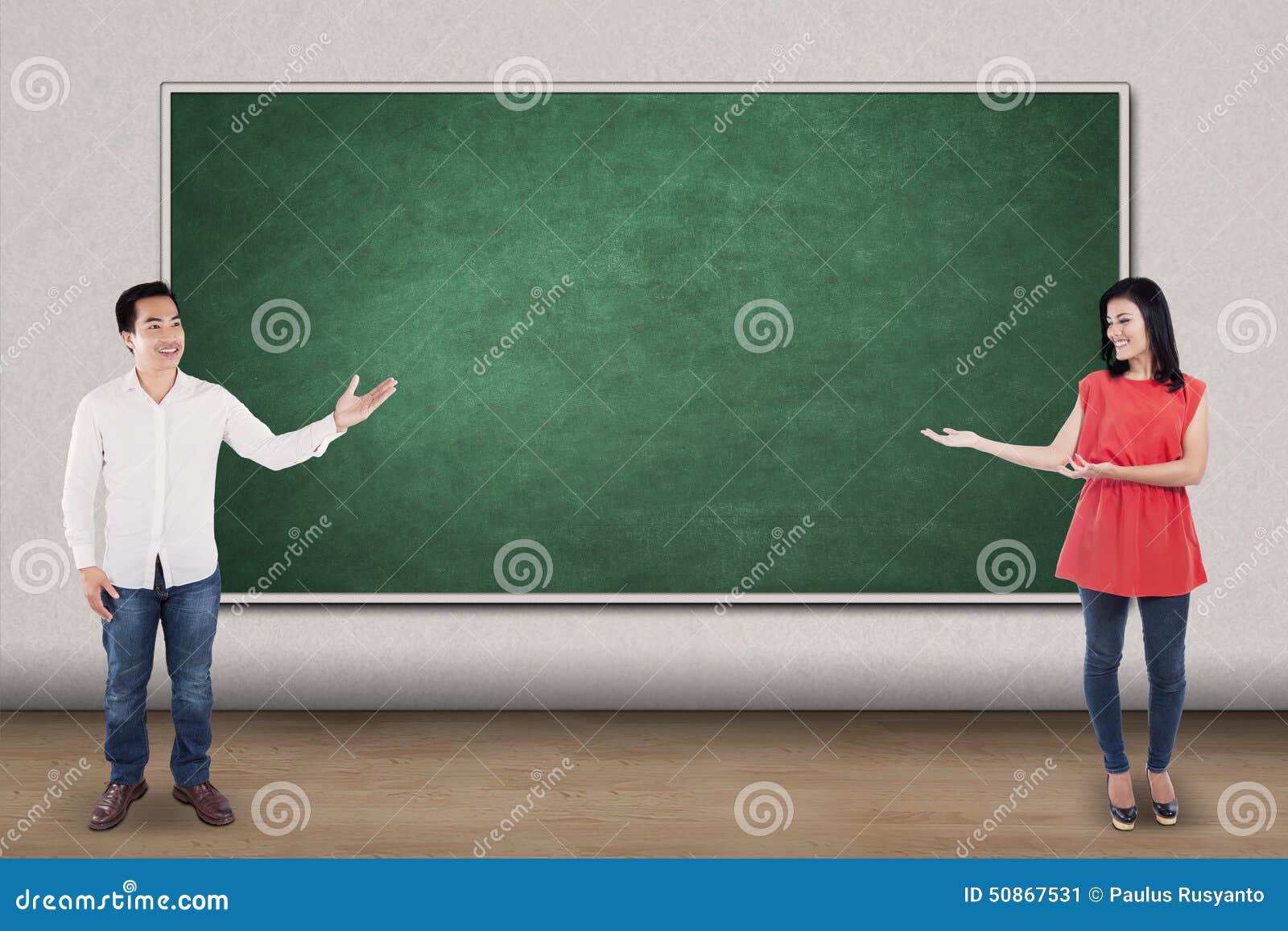 Two People Showing Empty Board Stock Image - Image of length ...