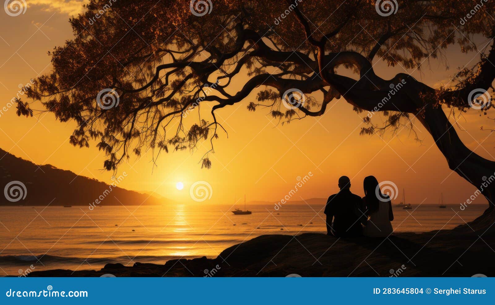 Two People Sitting Silhouette
