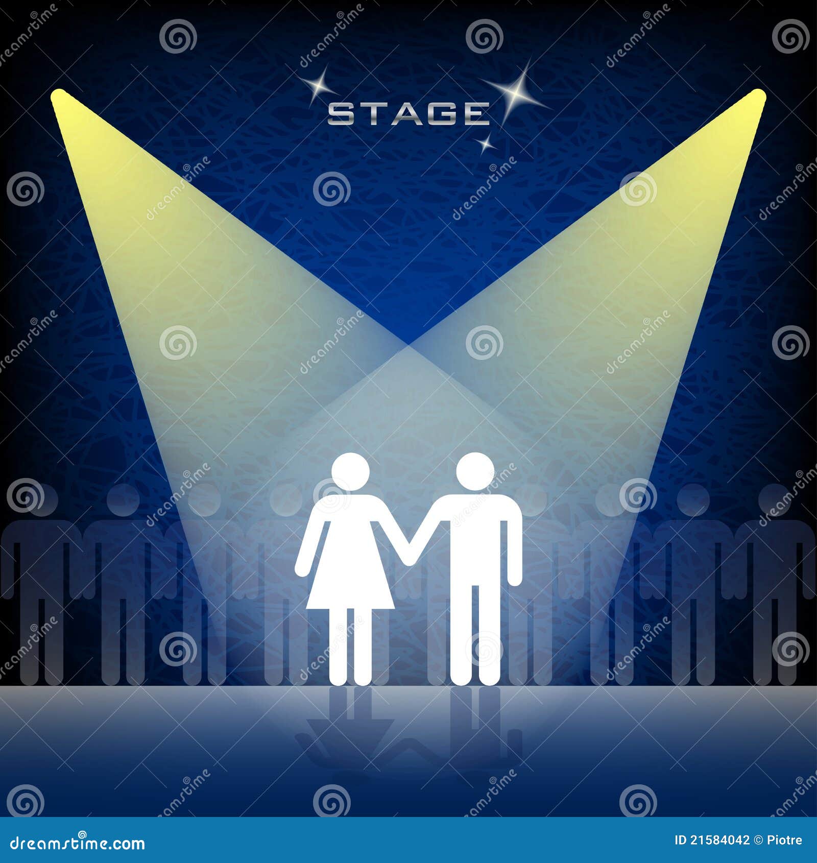 Two People on Stage with Lights. Stock Illustration - Illustration of ...
