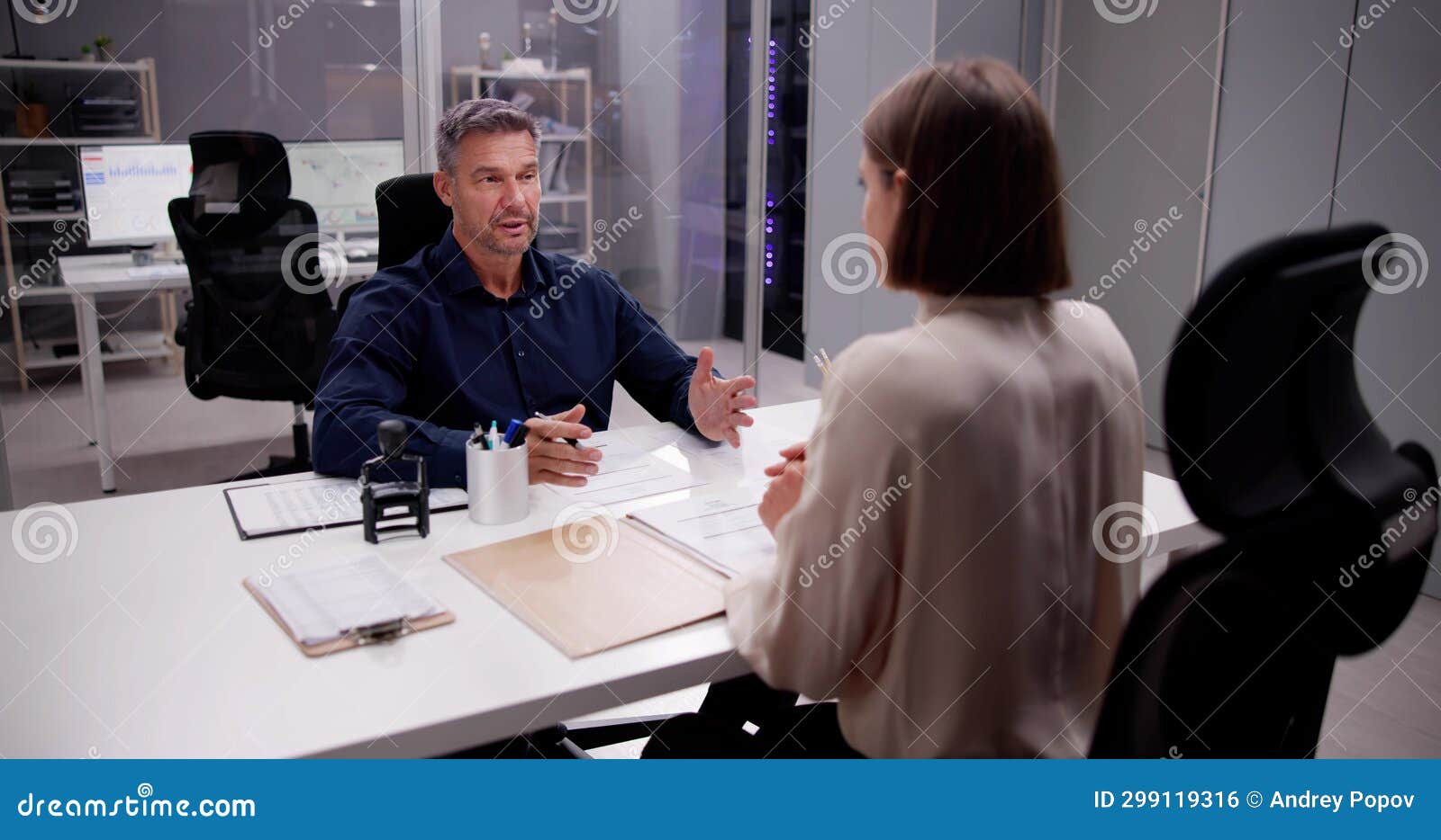 Two People Talking and Interviewing Stock Photo - Image of talking ...