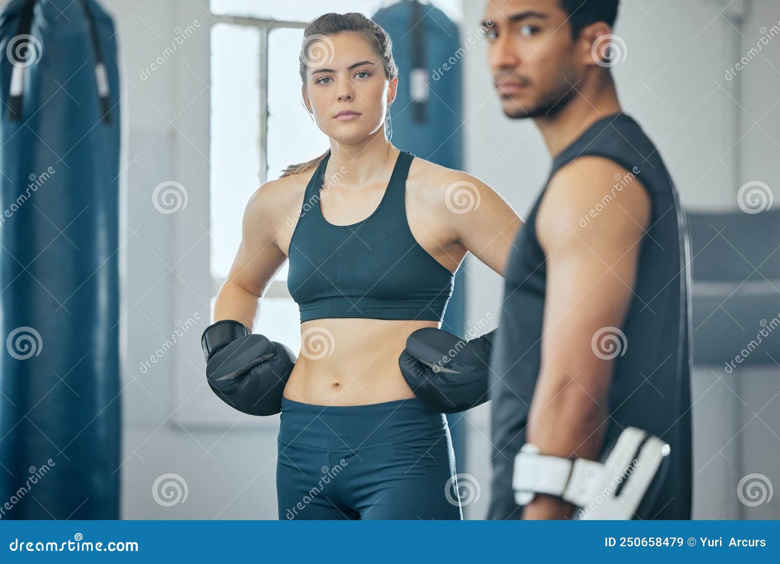 . Two People Training Together at the Gym. Stock Image - Image of ...