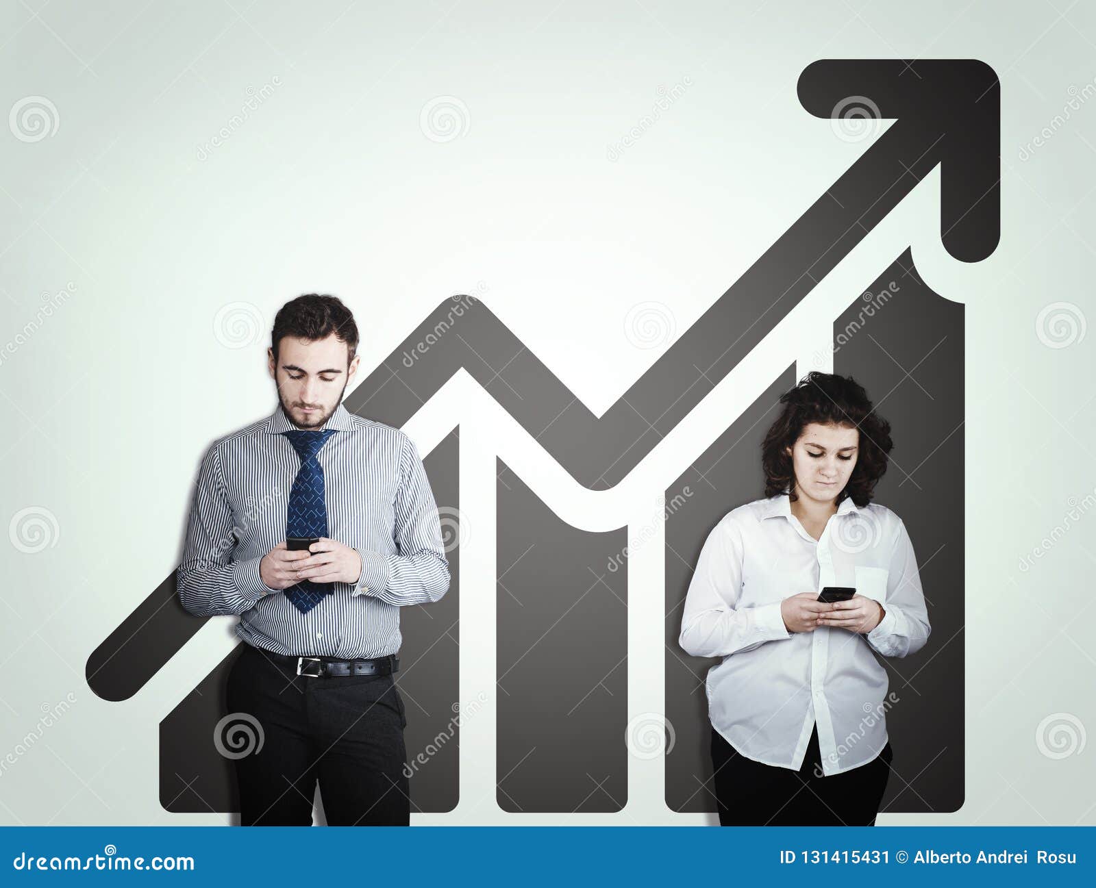 Two People Using Smartphones Against Stock Image - Image of smartphone ...